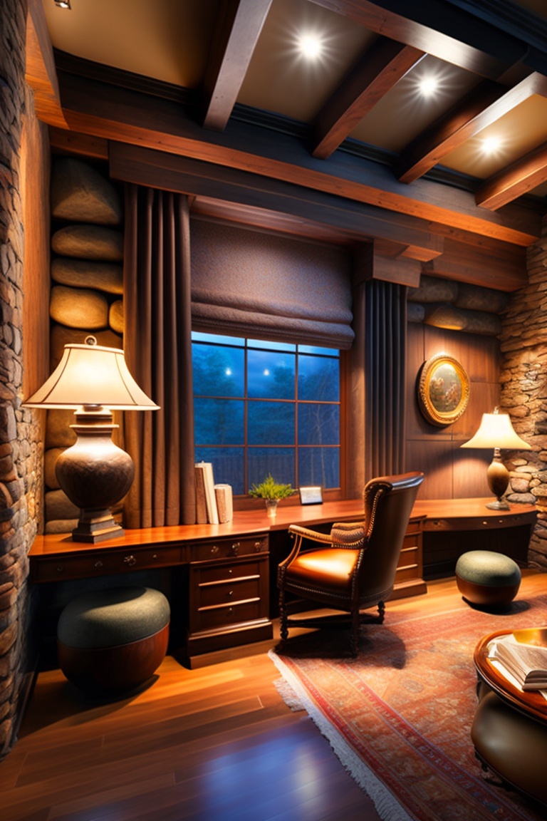 Lexica - The image showcases a captivating study room with walls made ...