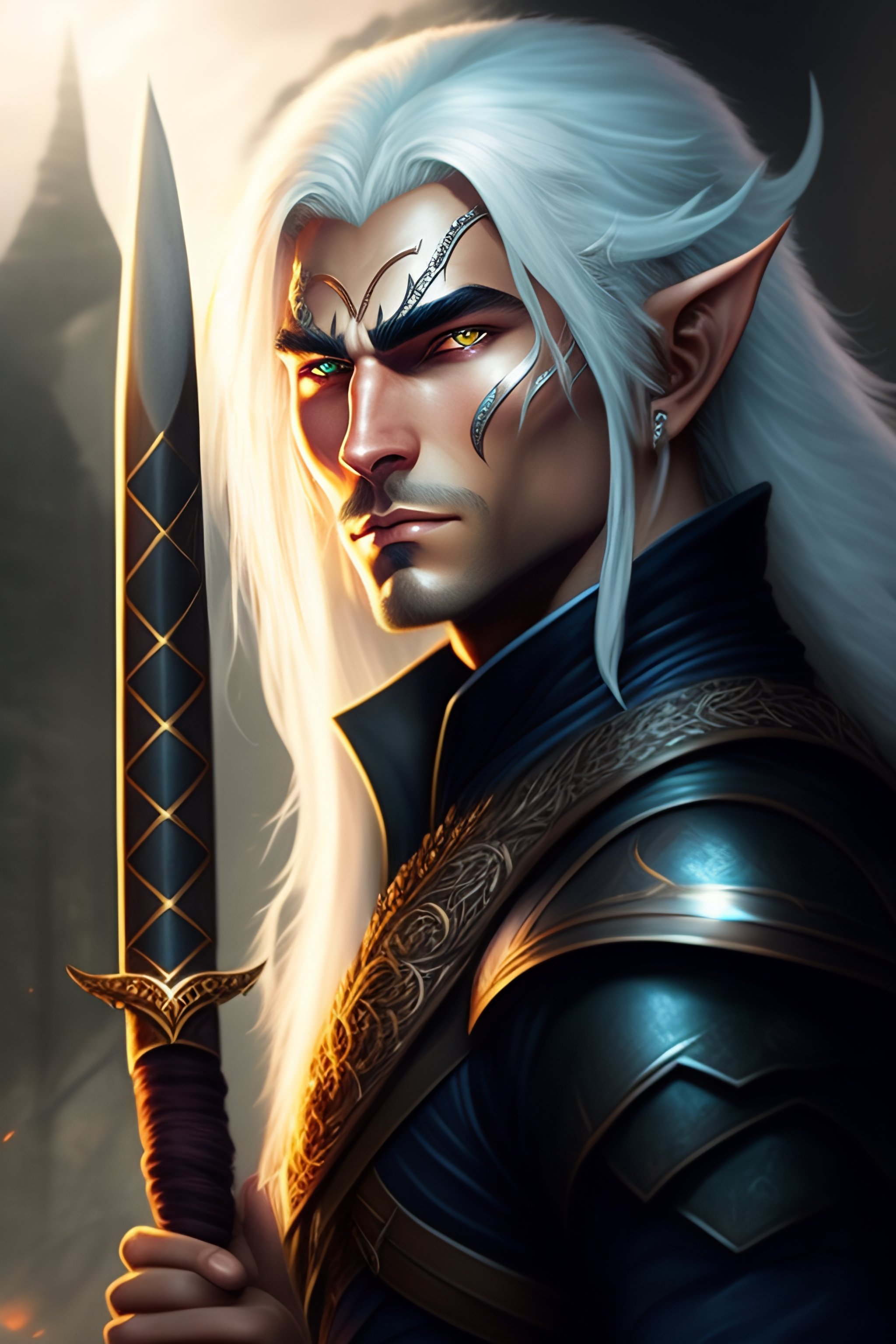 Lexica - Full body portrait of an 18 year old Male Drow Elf Rogue, long ...