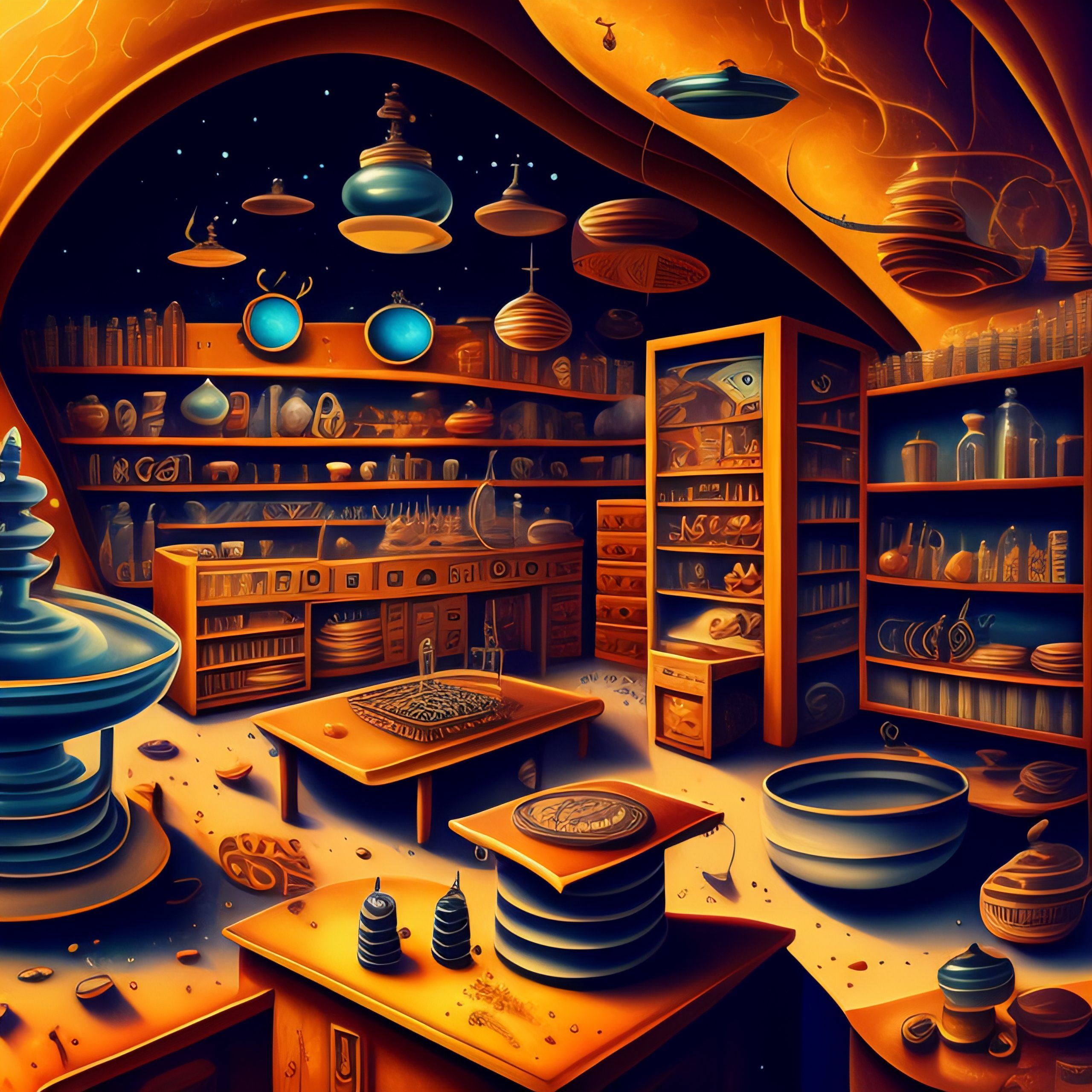 Lexica - Messy surreal hand-drawn painting of a chaotic laboratory with ...