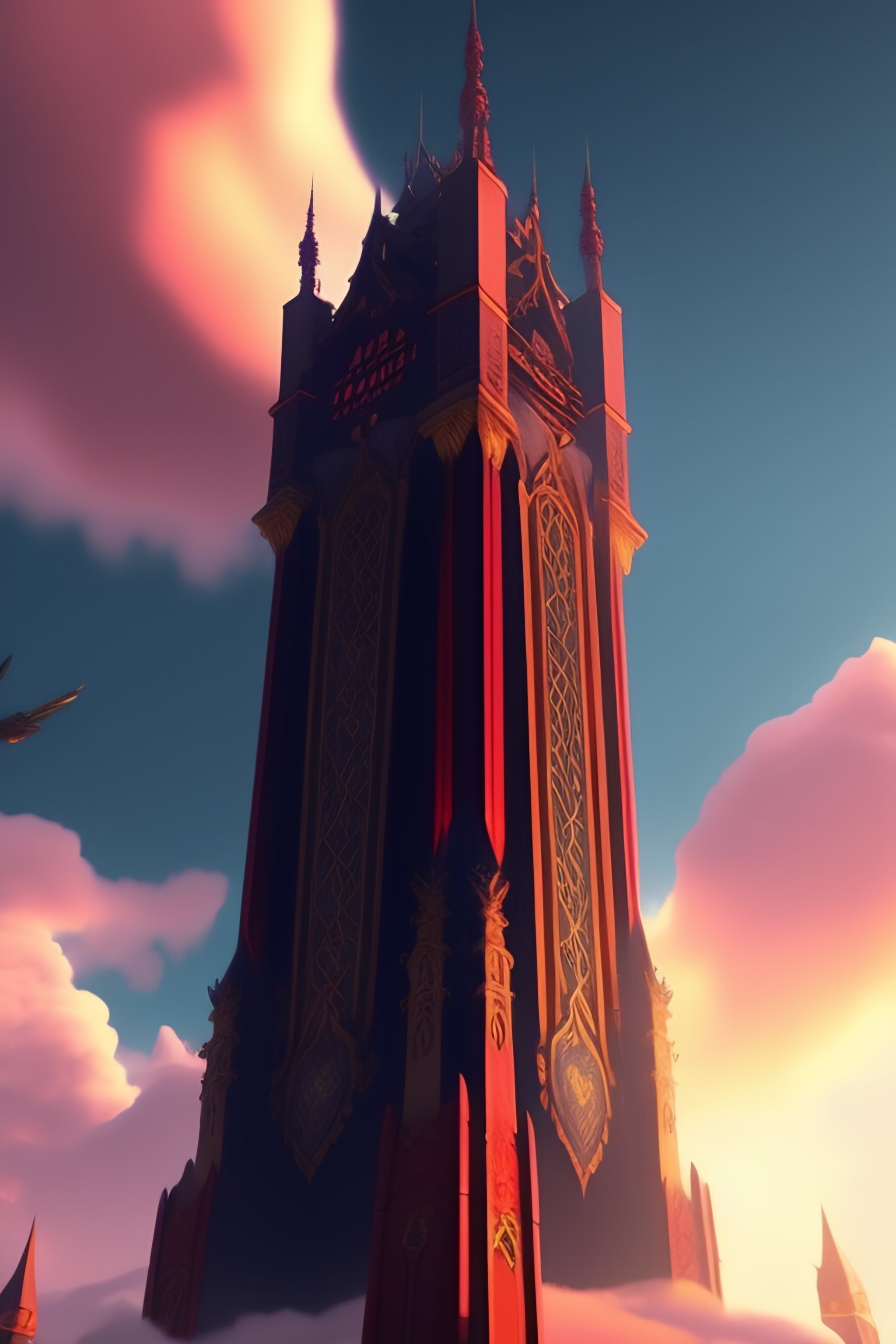 Lexica - Giant tower that goes from the ground to the sky in the Gothic ...