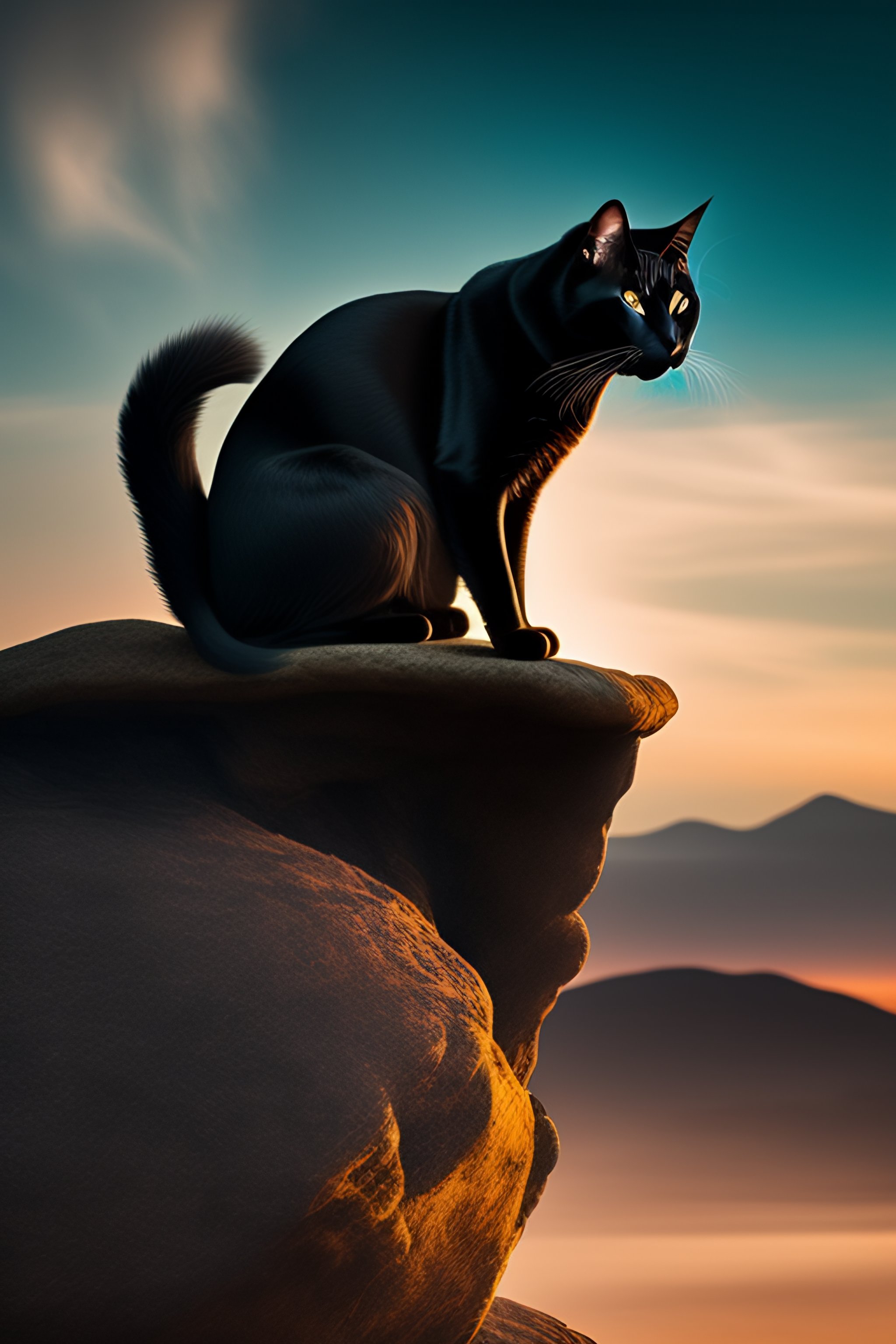 Lexica - A man sitting on a flying black cat