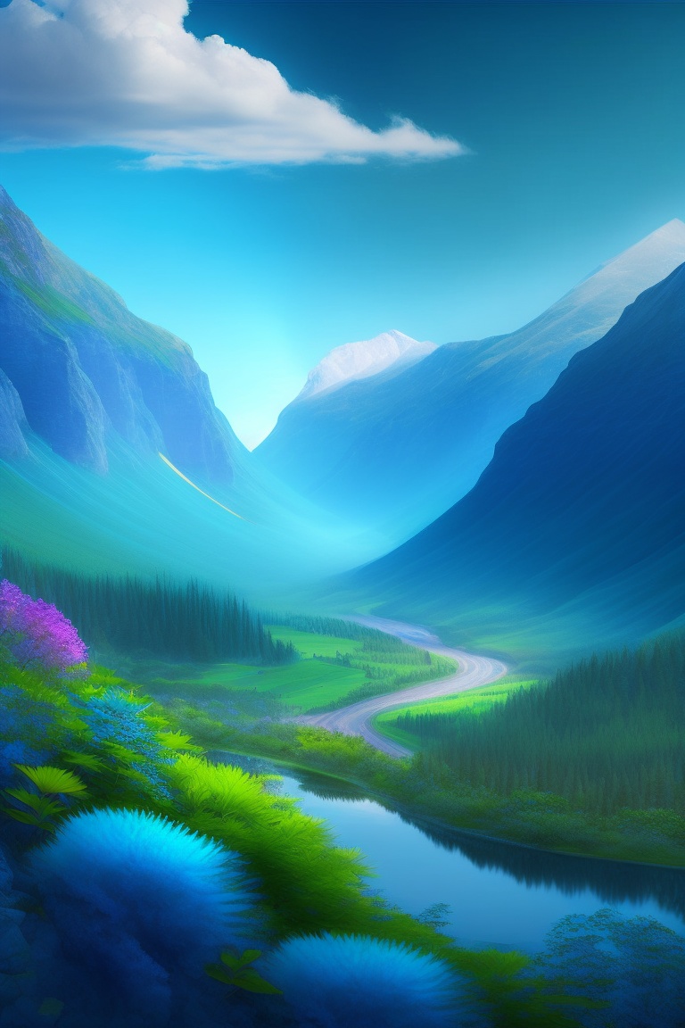 Lexica - A serene nature scene with vibrant greenery and clean air,BLUE ...