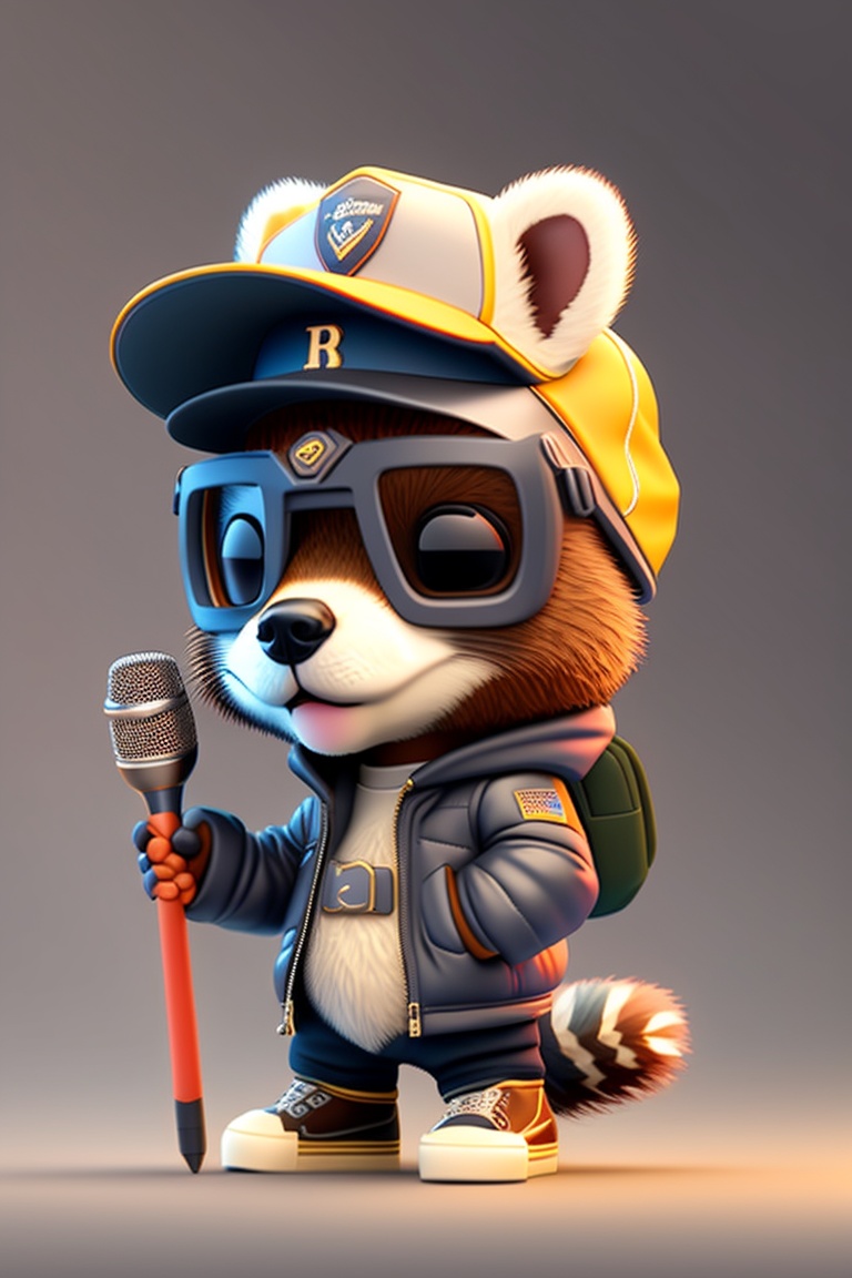Lexica - Rapping raccoon wearing a baseball cap and holding a ...
