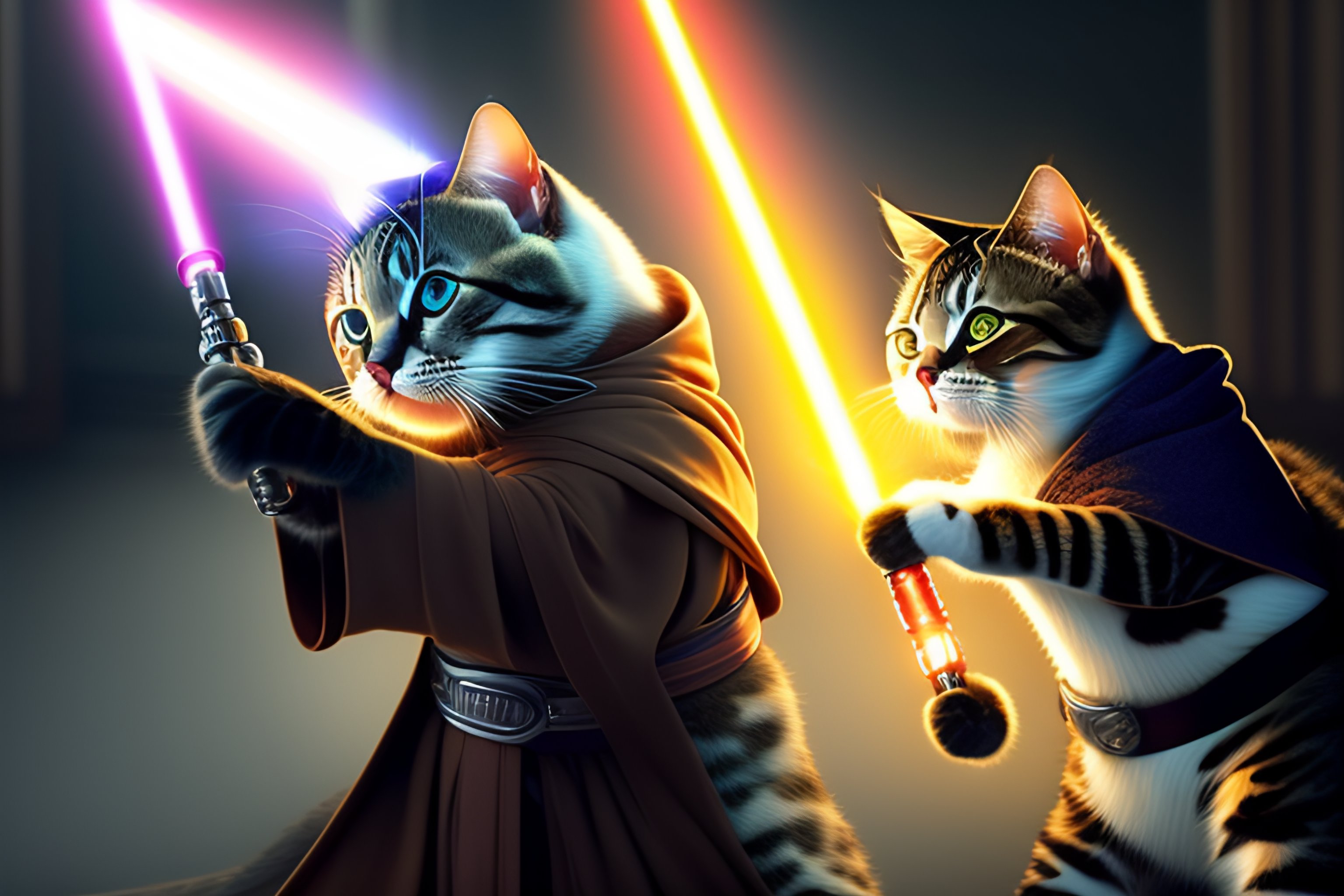 Animals Fighting With Lightsabers