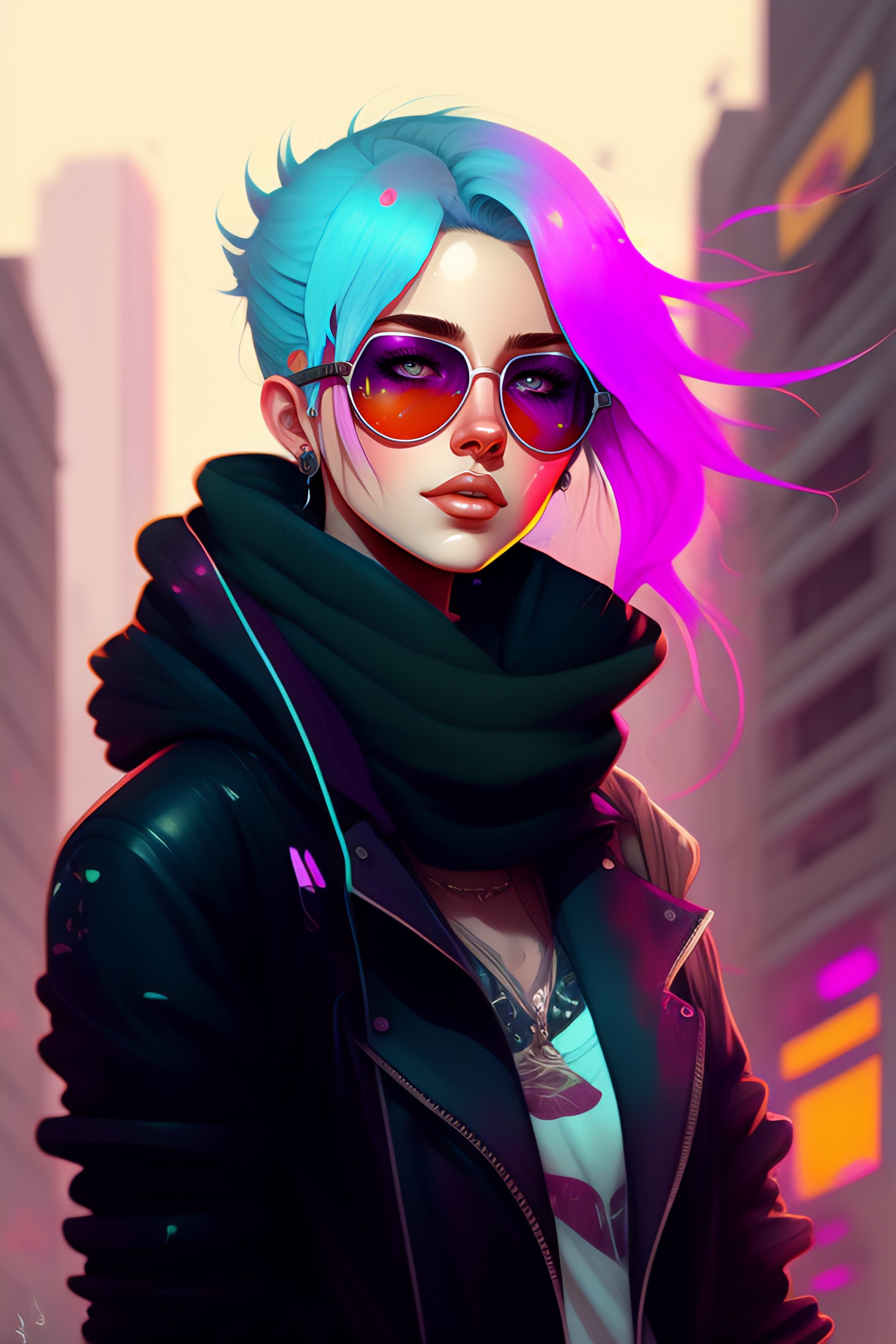 Lexica - Highly detailed portrait of a sewer emo punk lady student ...