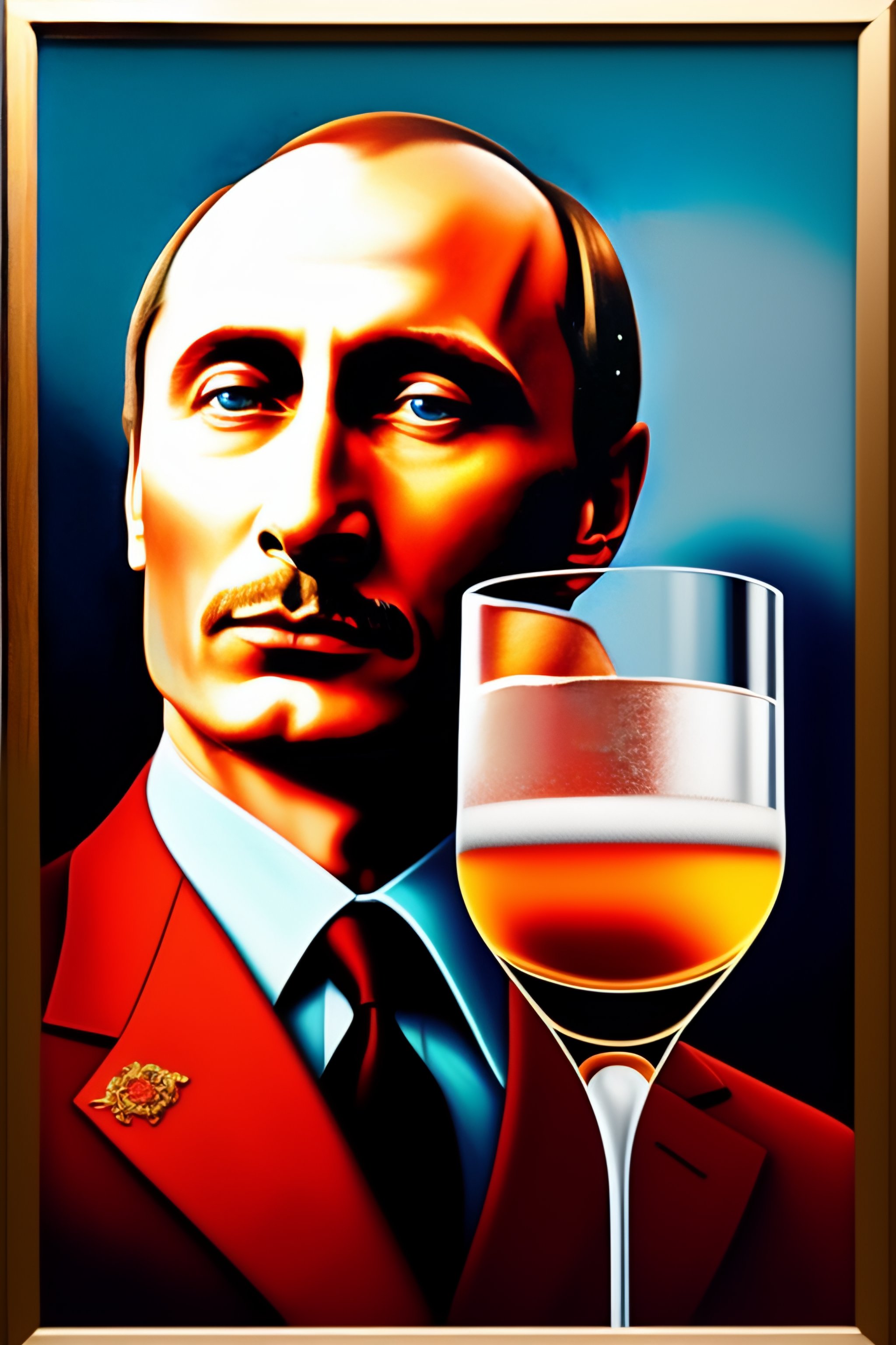 Lexica - Portrait of vladimir putin with vodka, style Salvador Dali