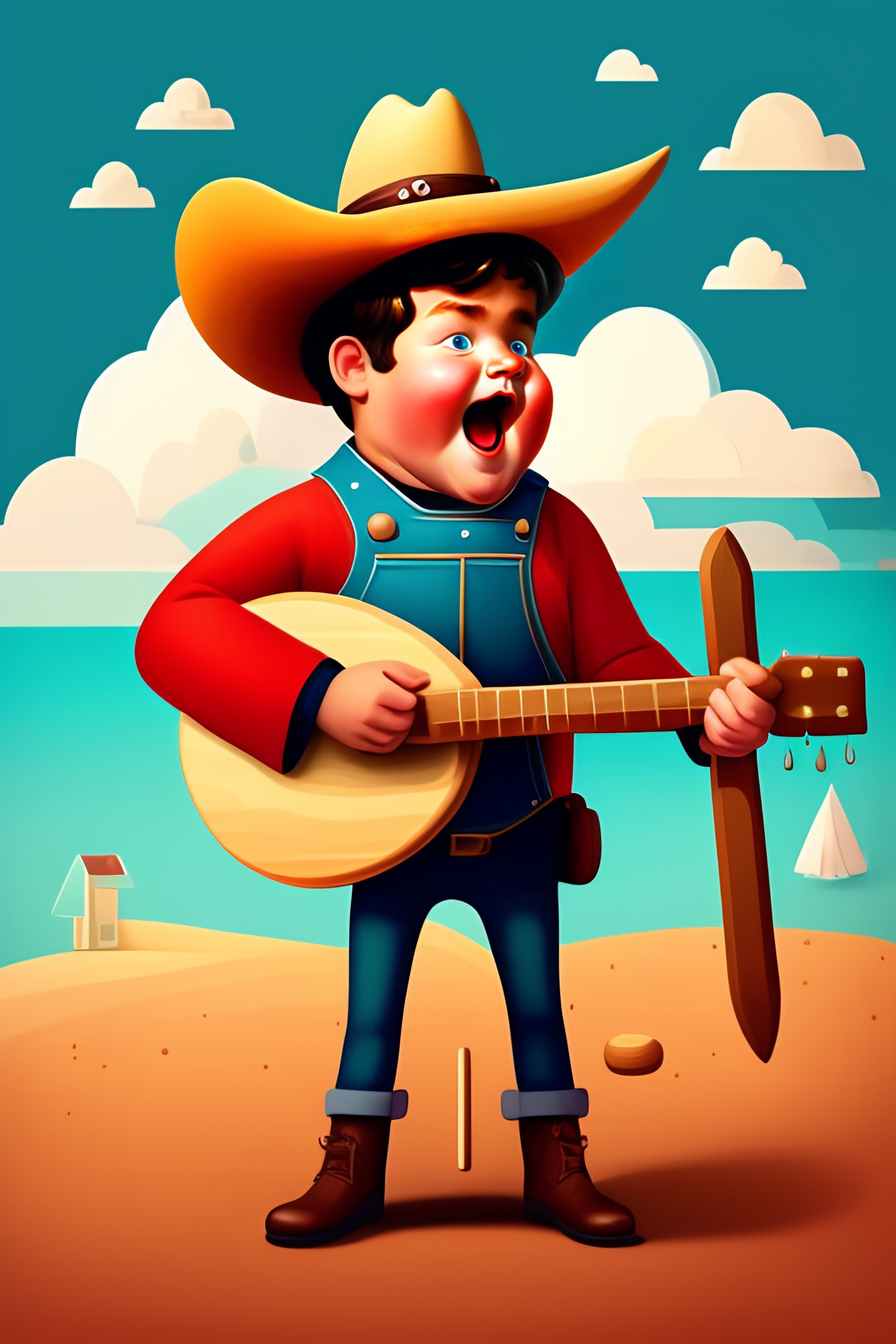 Lexica - A cute marshmallow cowboy redneck illustration holding a ...