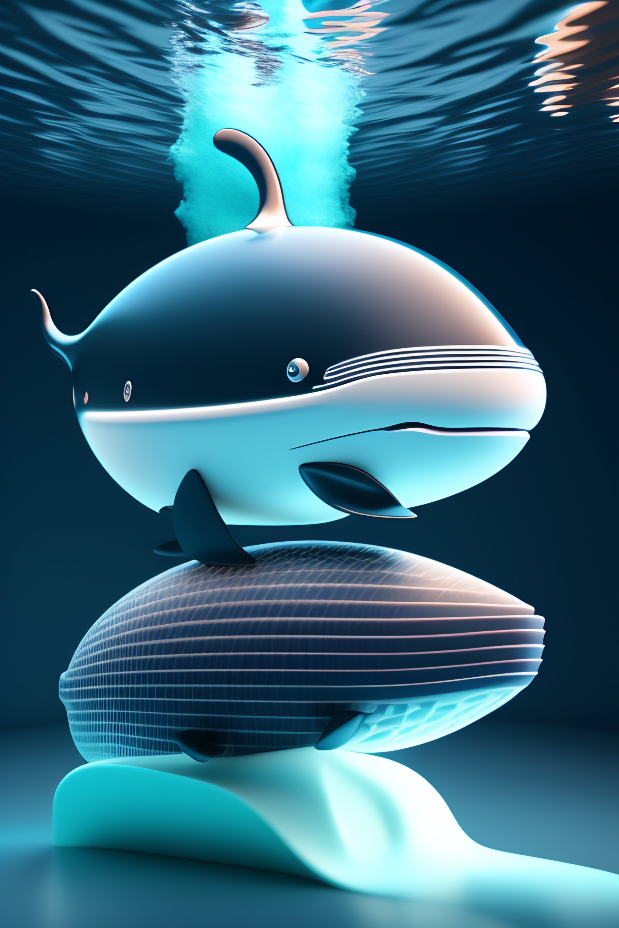 Lexica - 3d render of a cat riding a whale