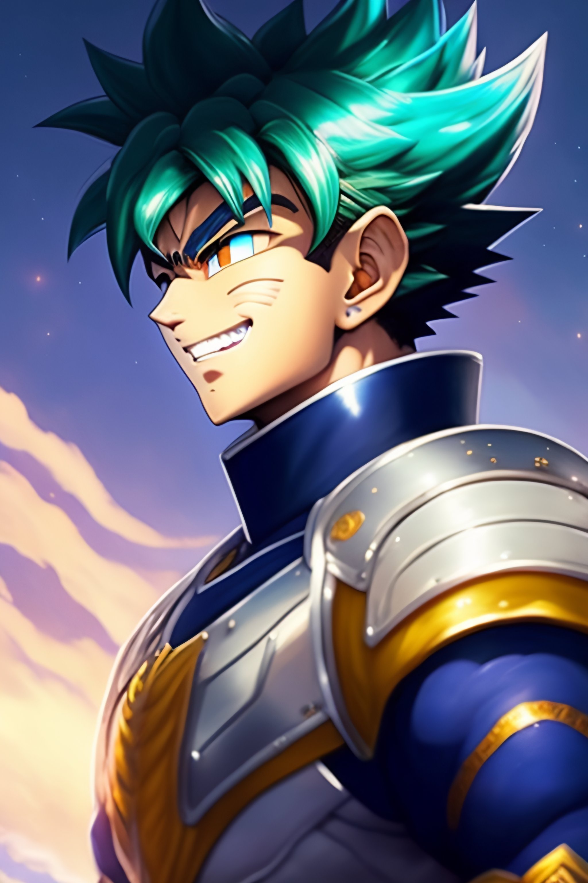 Lexica - Protrait, son goku from dragonball z, grey hair, bangs ...