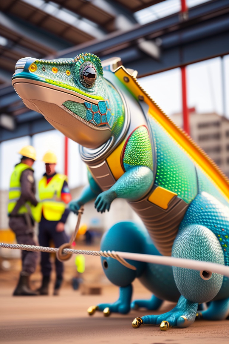 Lexica - A metal chameleon with maximum detail, cinematic, is located ...