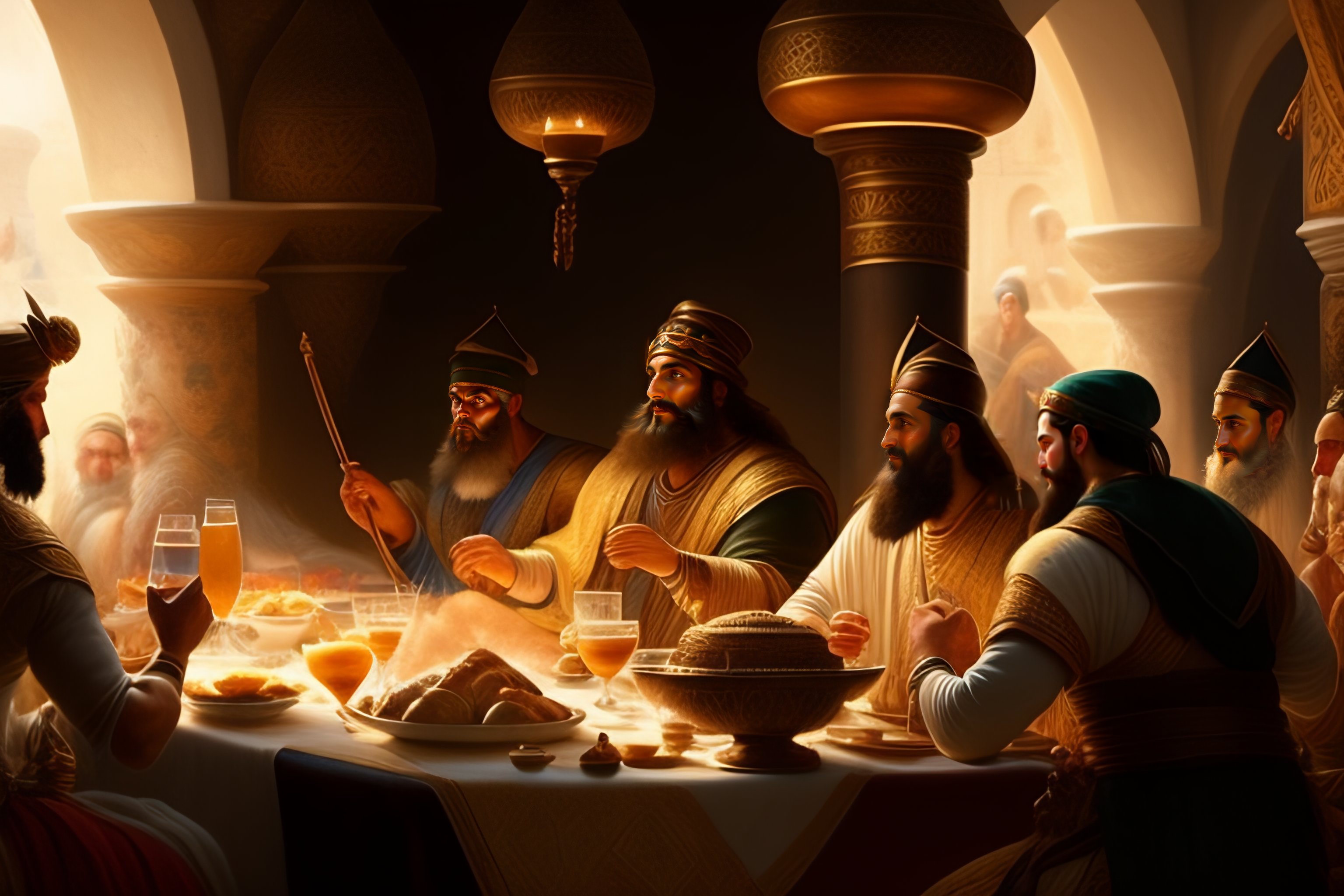 Lexica - A detailed painting a passover feast, 1st century jerusalem ...