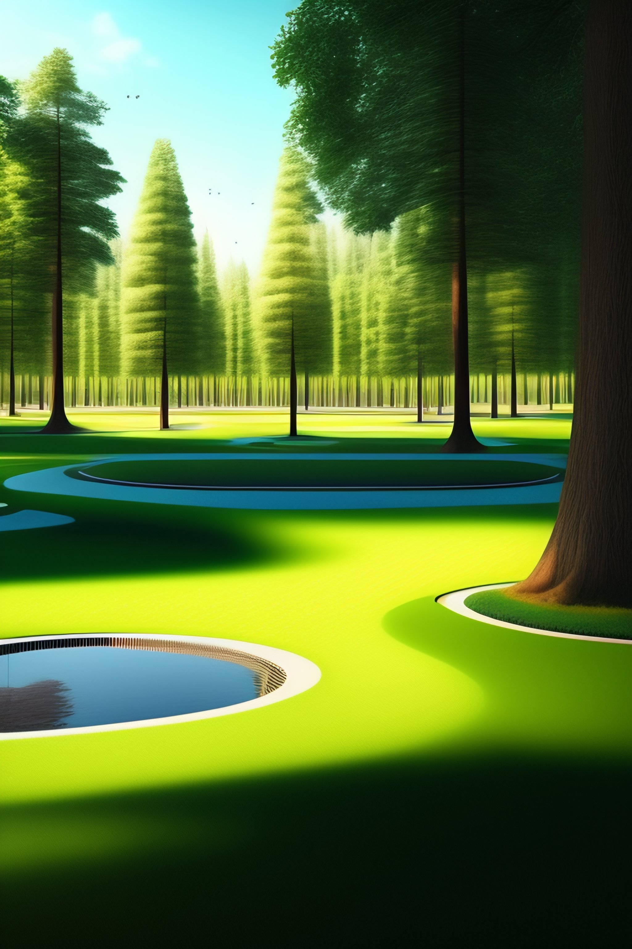 Lexica - Sports park, exercise equipment among the trees, landscape ...