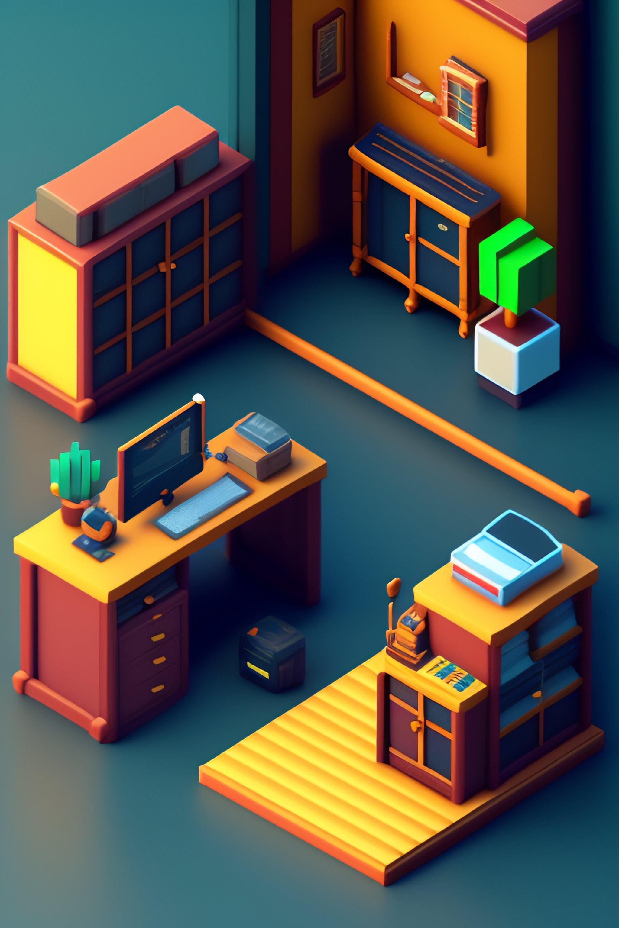 Lexica - Detailed isometric programmer's office, pixel art, unreal ...