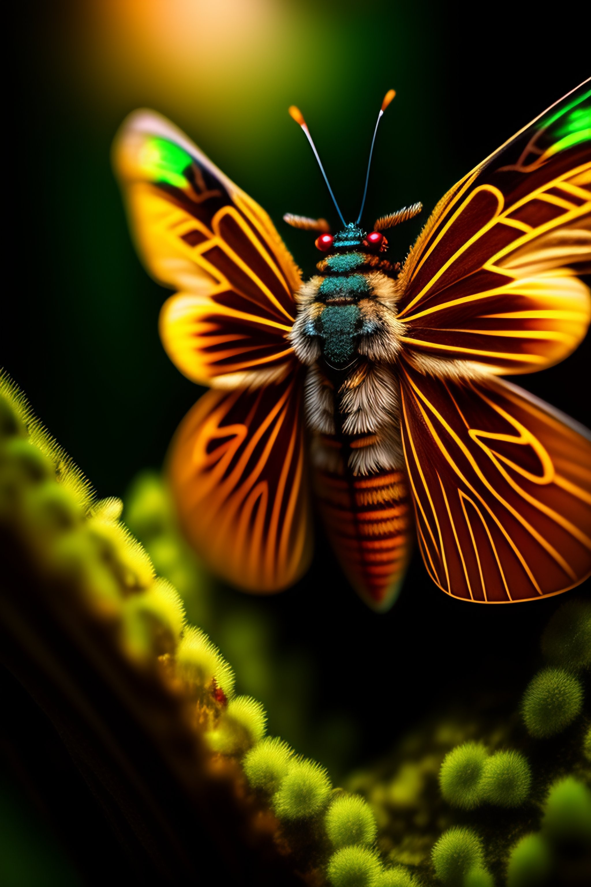 Lexica - A biomechanical moth in the jungle waiting for a prey, led ...