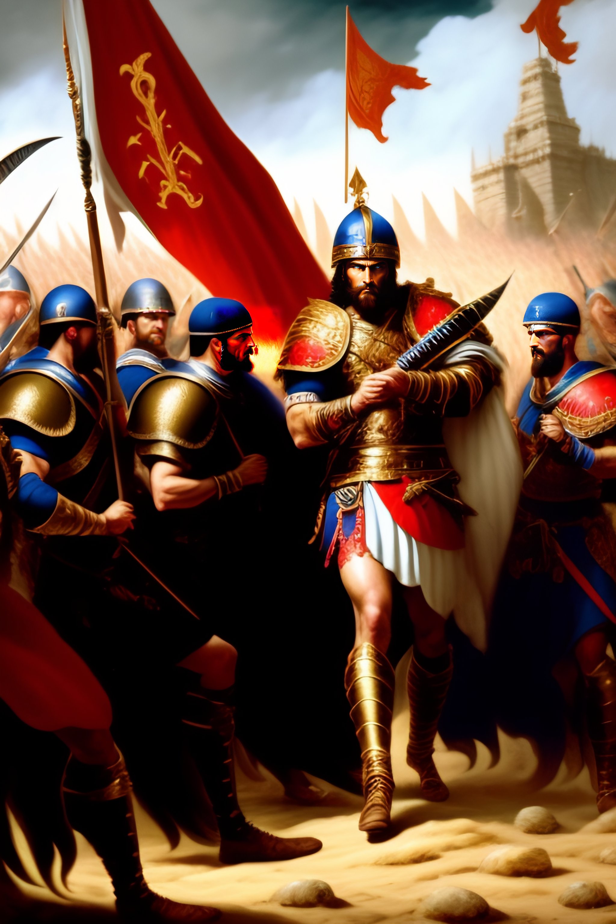 Lexica - A roman army fighting a demon army on a battlefield covered in ...