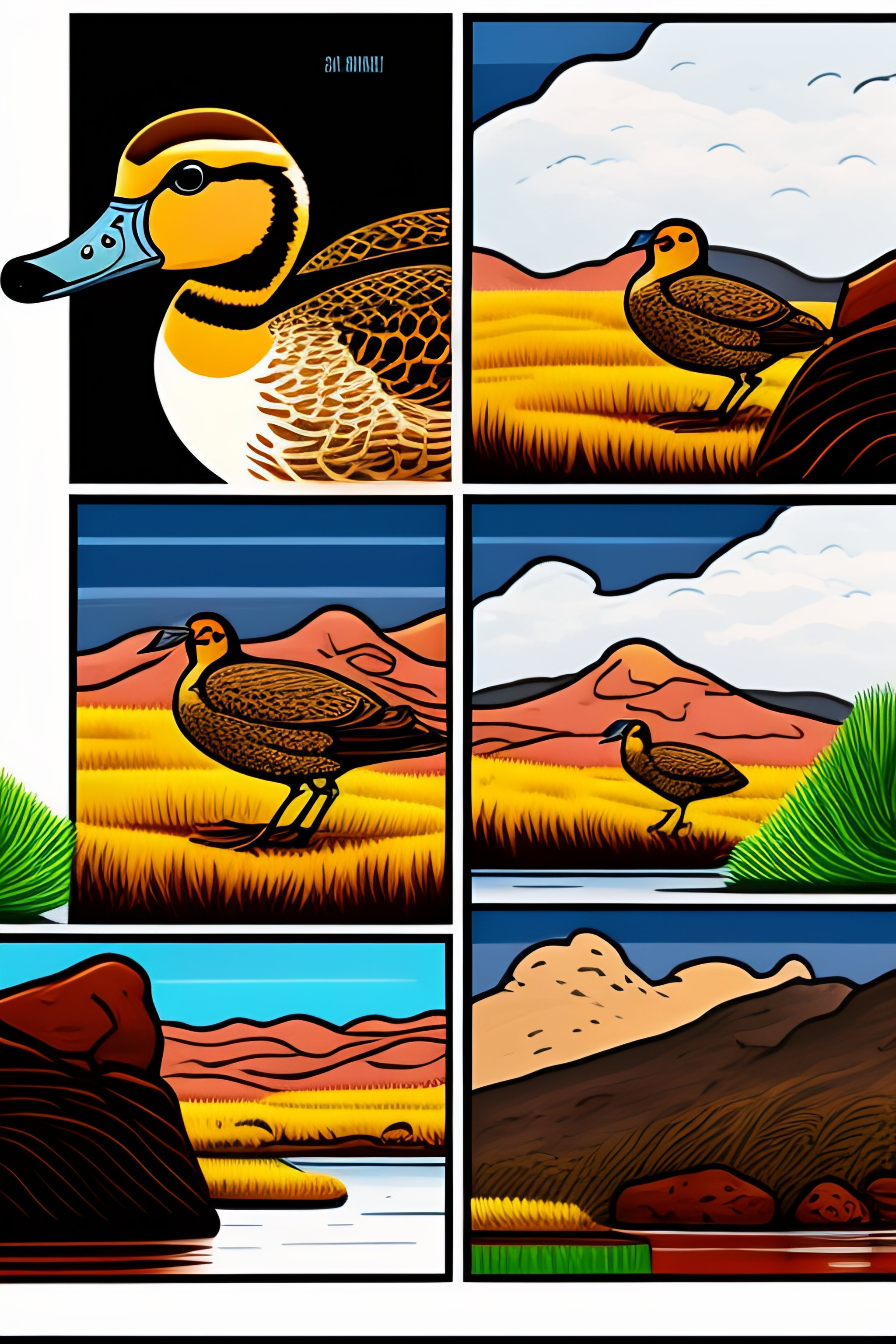Lexica - Multipage Cartoon drawing comic of a brown widgeon