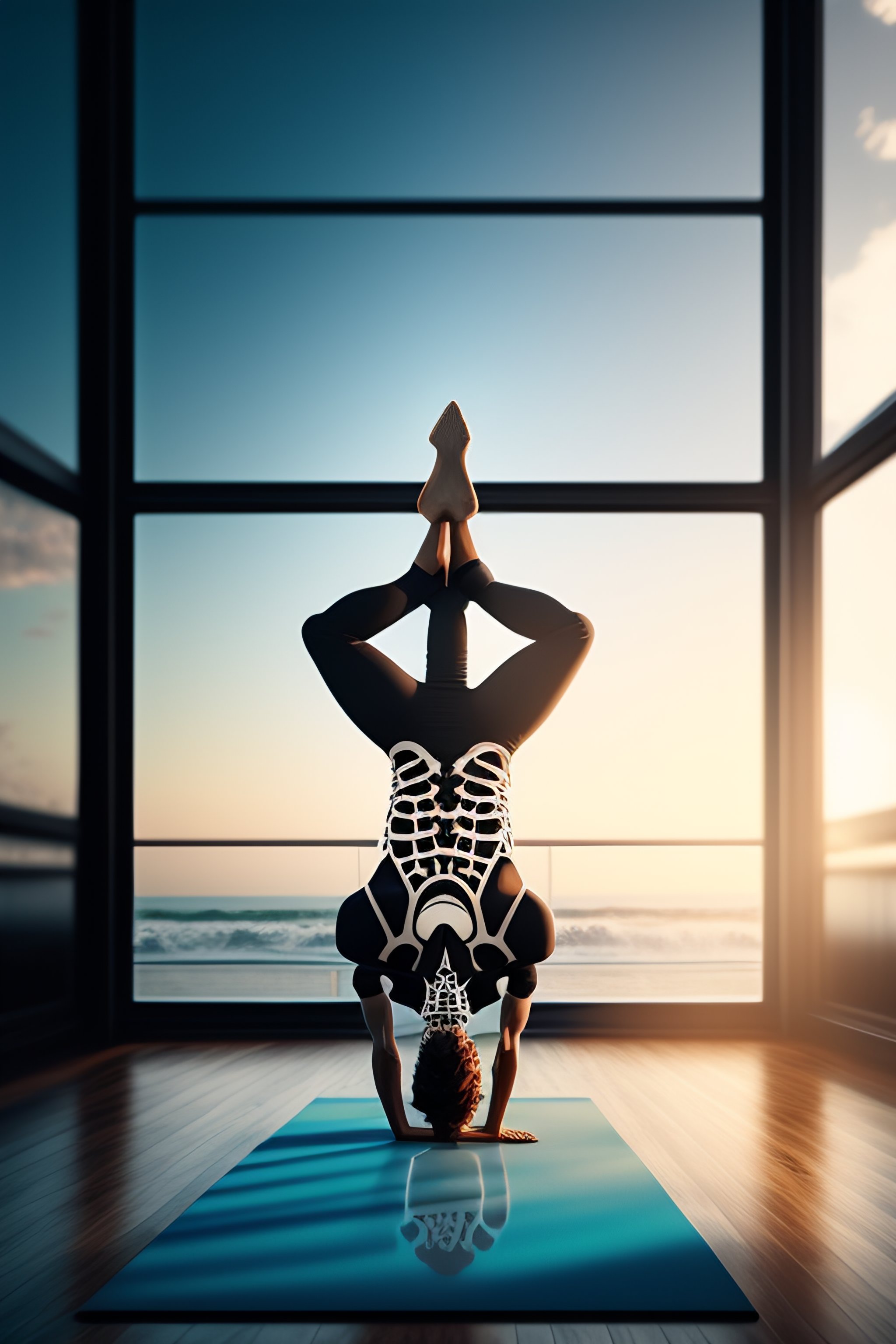 Lexica - A skeleton doing a handstand, yoga flow