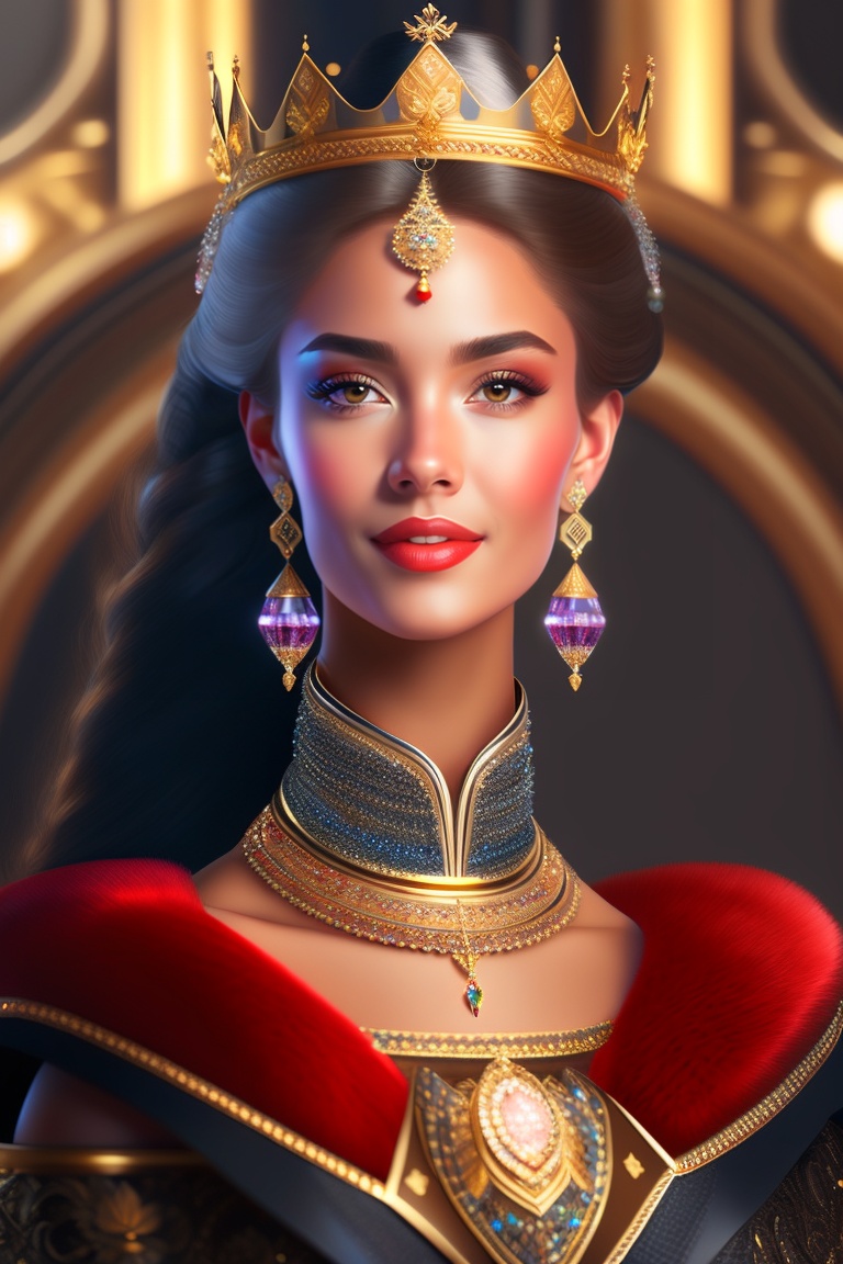 Lexica - A young beautiful queen in her regal attire, a magnificent ...