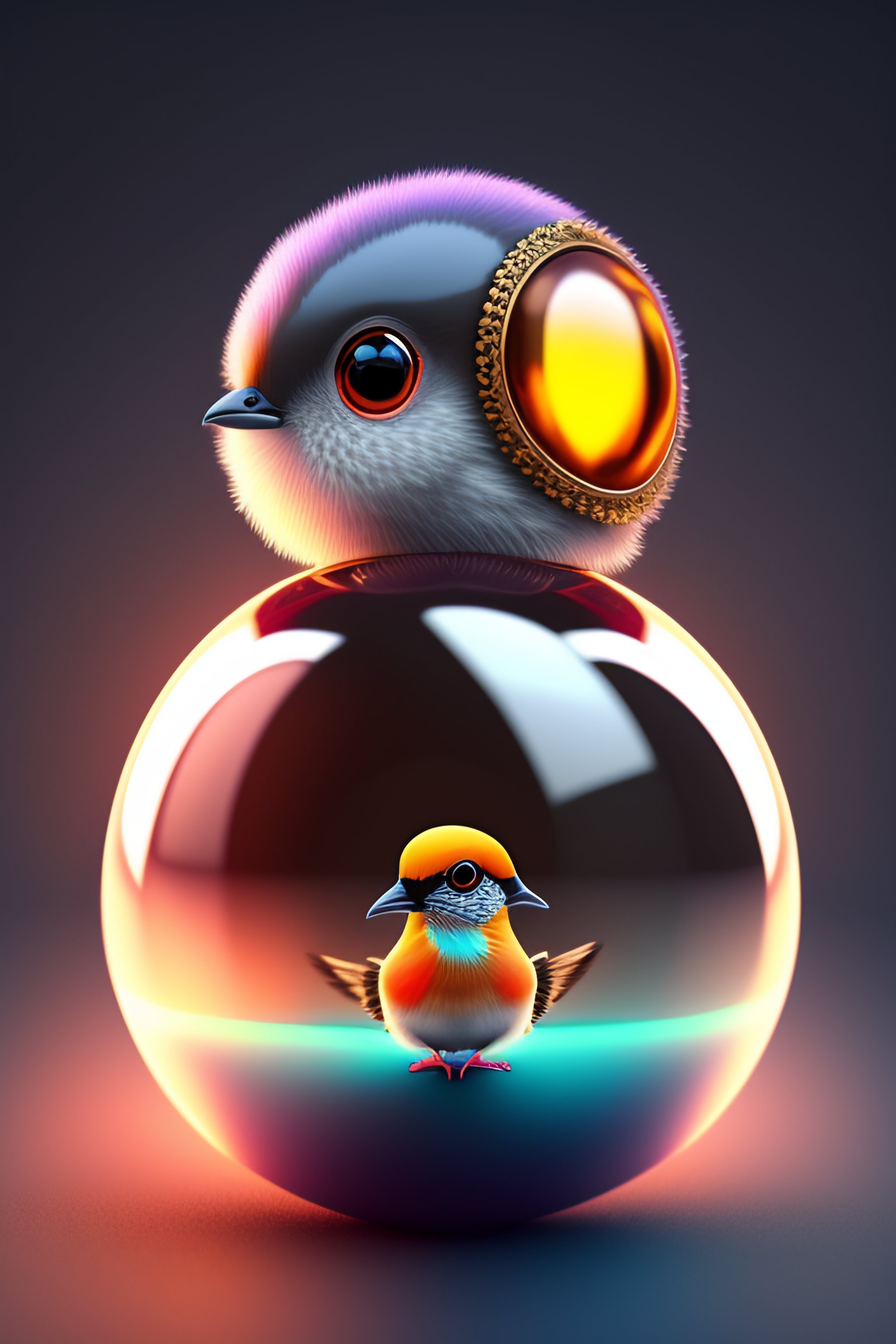 Lexica - A cute adorable baby pigeon made of crystal ball with low poly ...