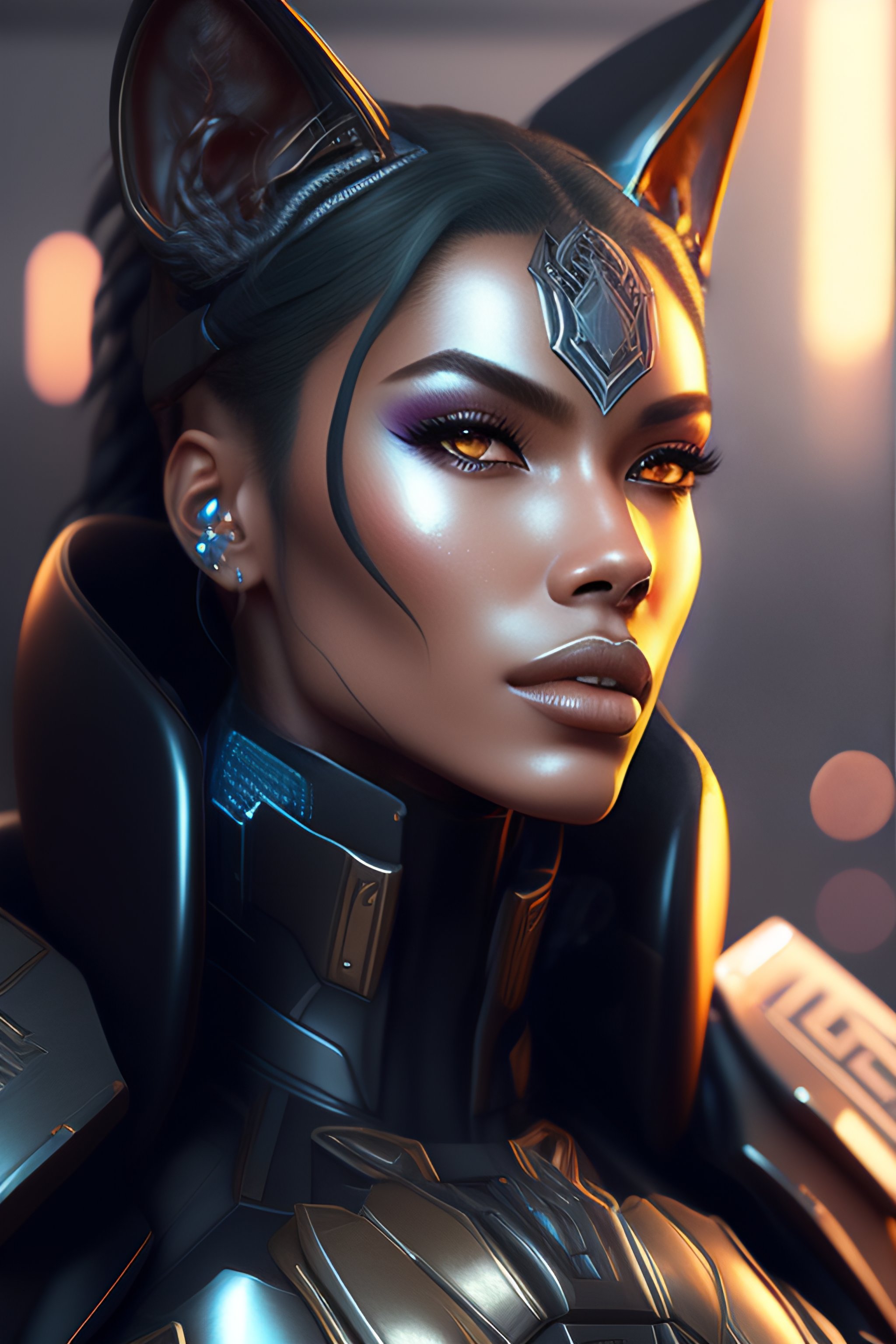 Lexica - Portrait painting of a cybernetic grey werewolf with power ...