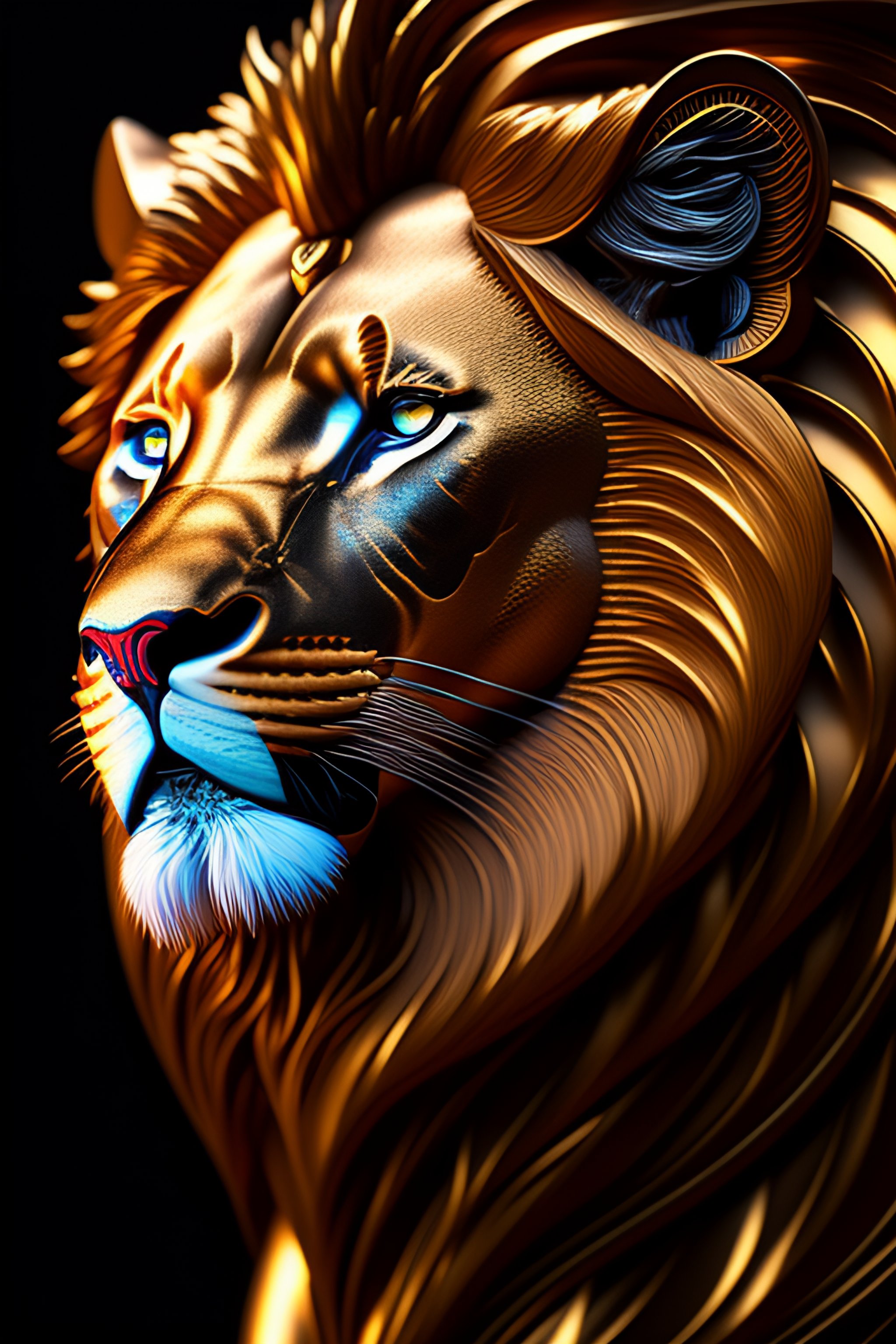 Lexica - /Mechanical lion, metallic colors, uhd, 16k, hyperornate ...