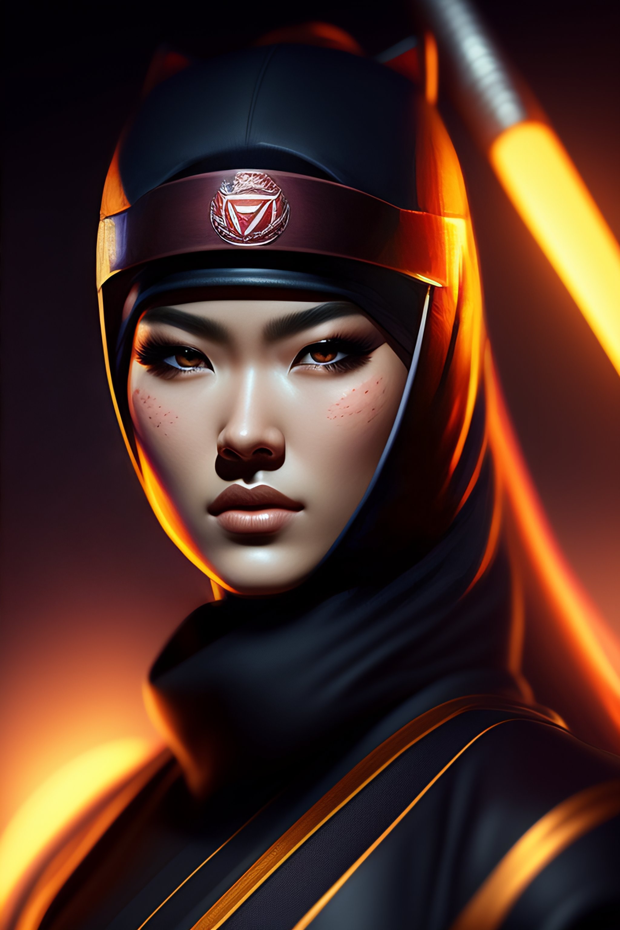 Lexica - Professional portrait of young ninja woman with a kunai ...