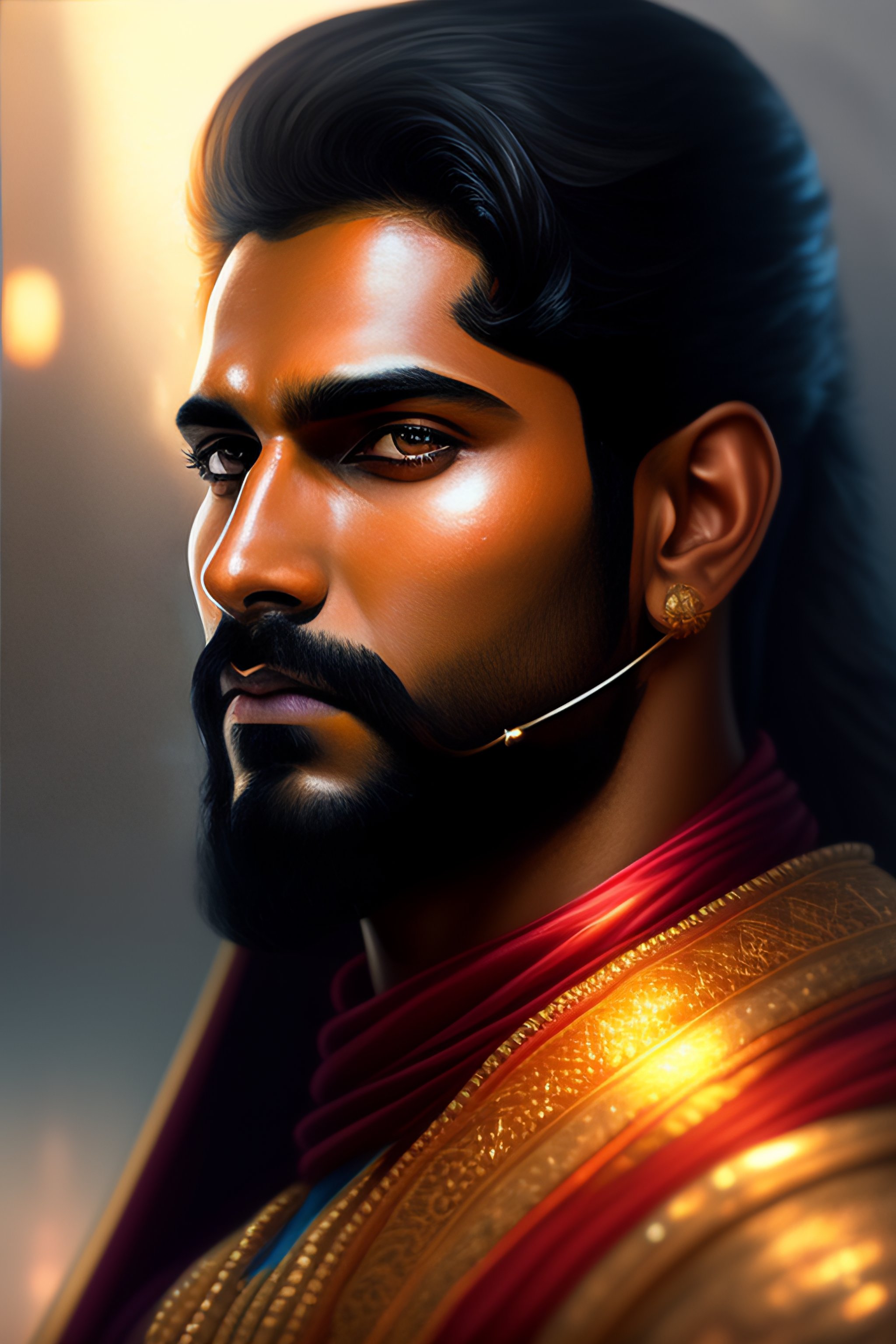 Lexica - Portrait of a Aditya Karikalan, fantasy, front light, muscular ...