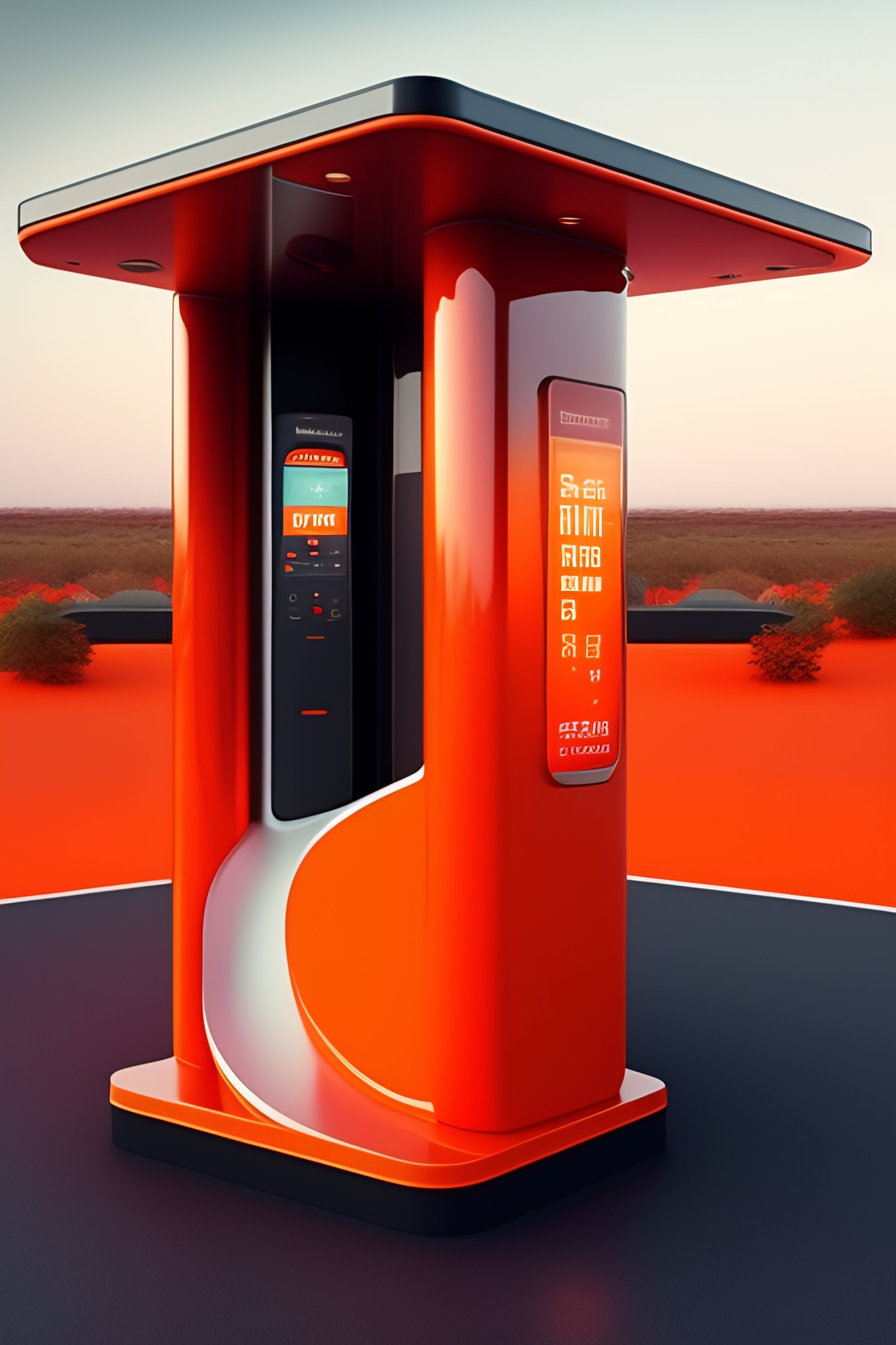 Lexica - Futuristic service station renewable low carbon fuels orange ...
