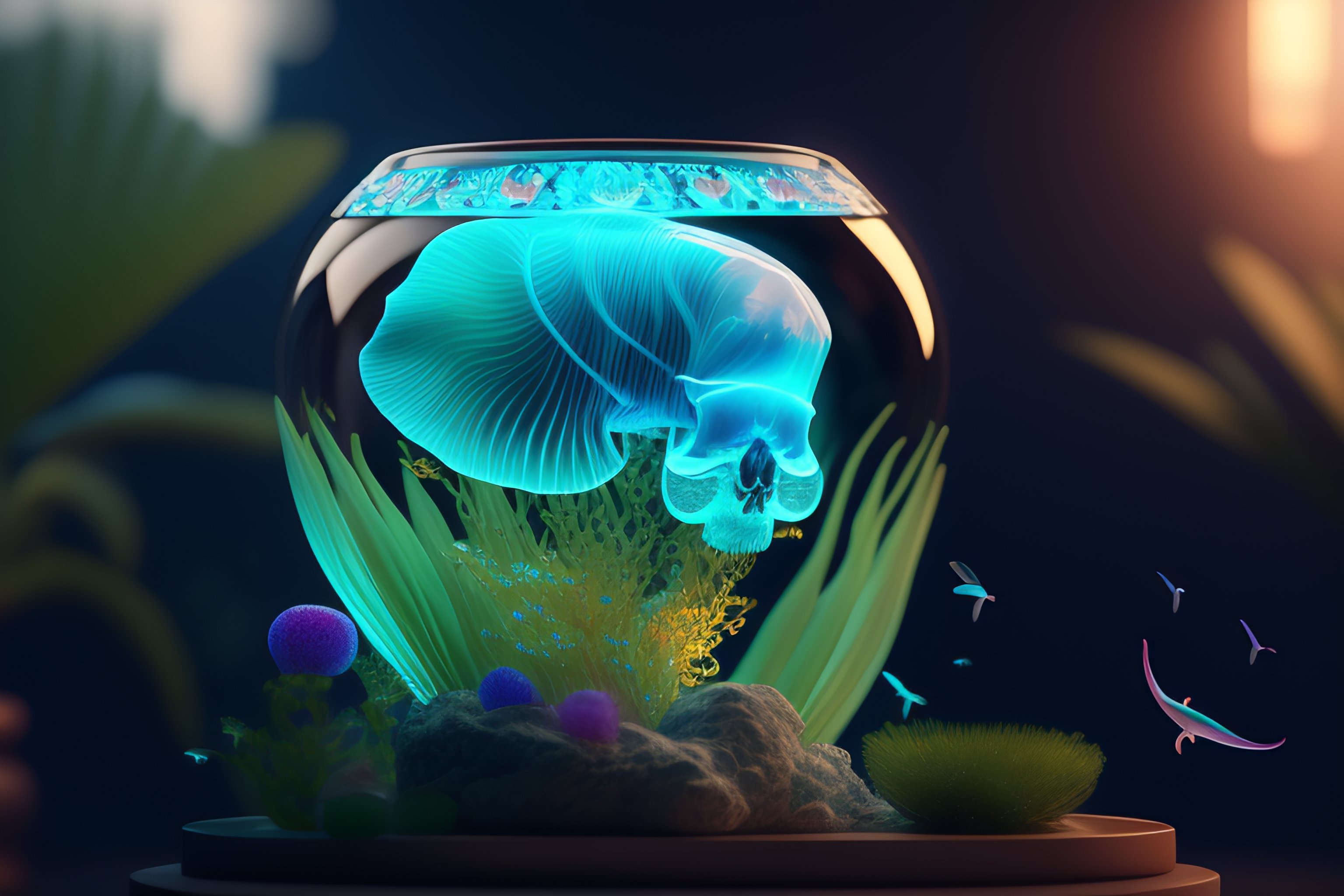 Lexica - Portrait skull, ram skull, jellyfish, orchid, betta fish ...