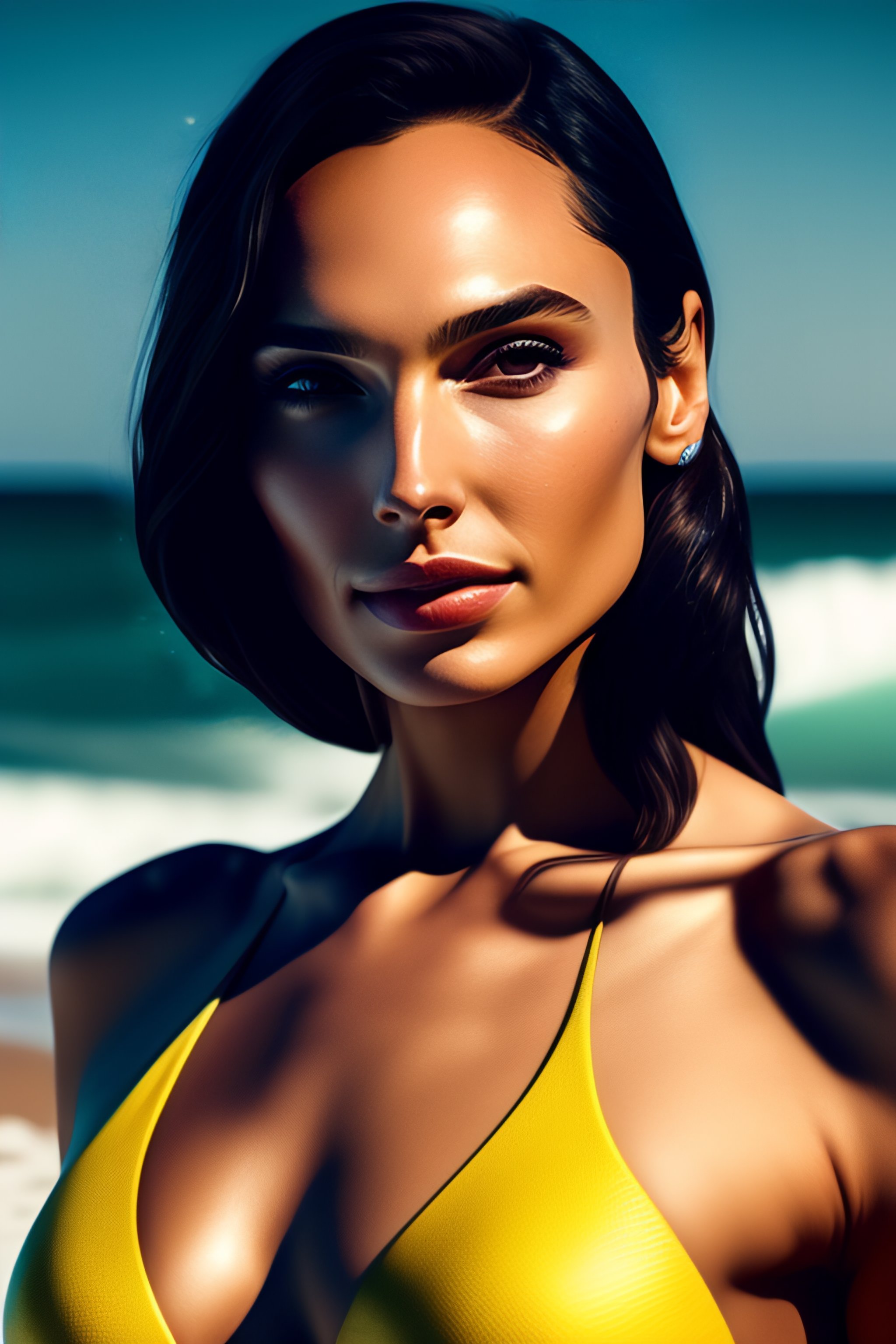 Lexica - (((Gal gadot))), hot bikini, little bikini, iphone, detail face, 8k, hdr, hd, zeipher model