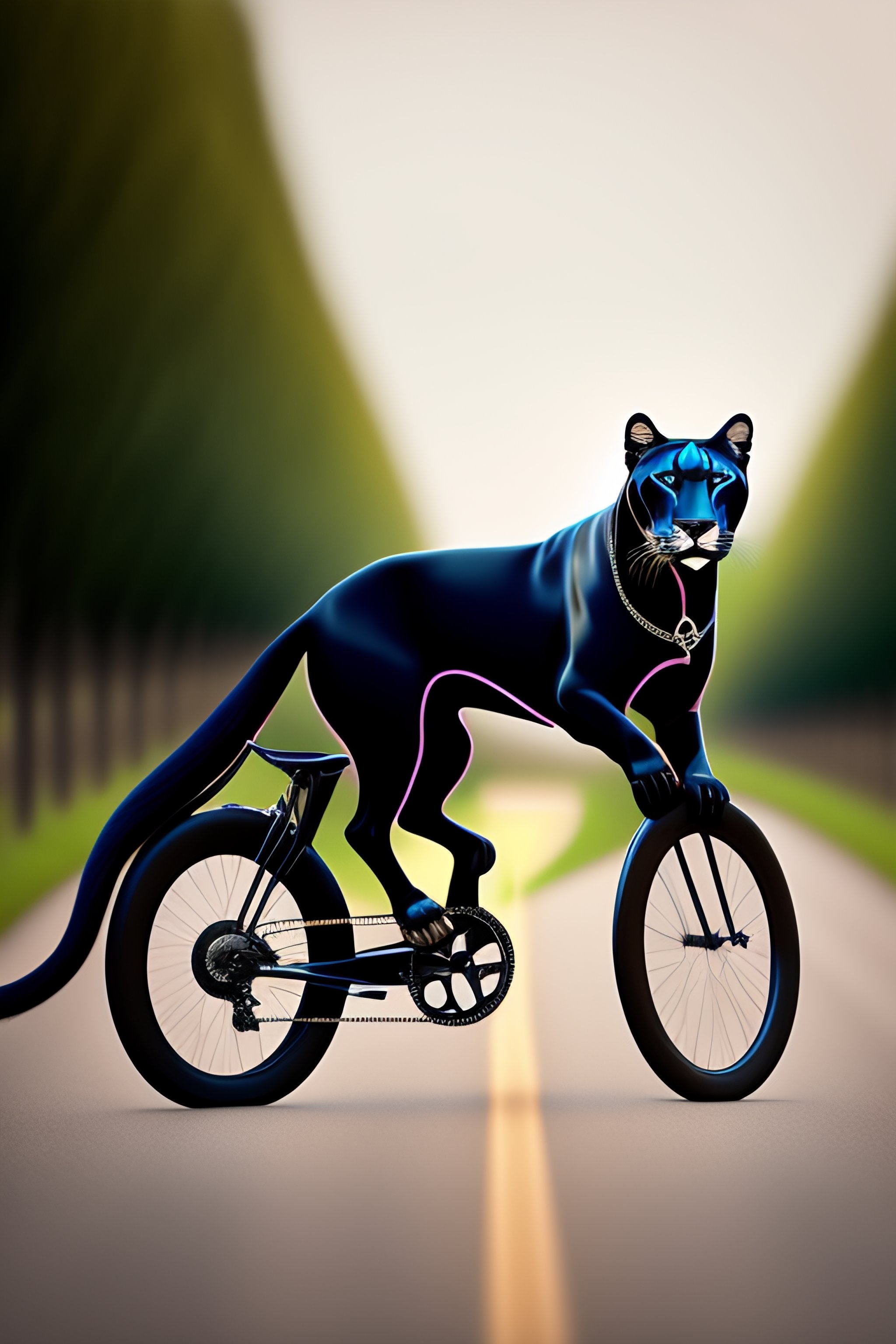 Lexica - A panther with back legs replaced as bike wheels