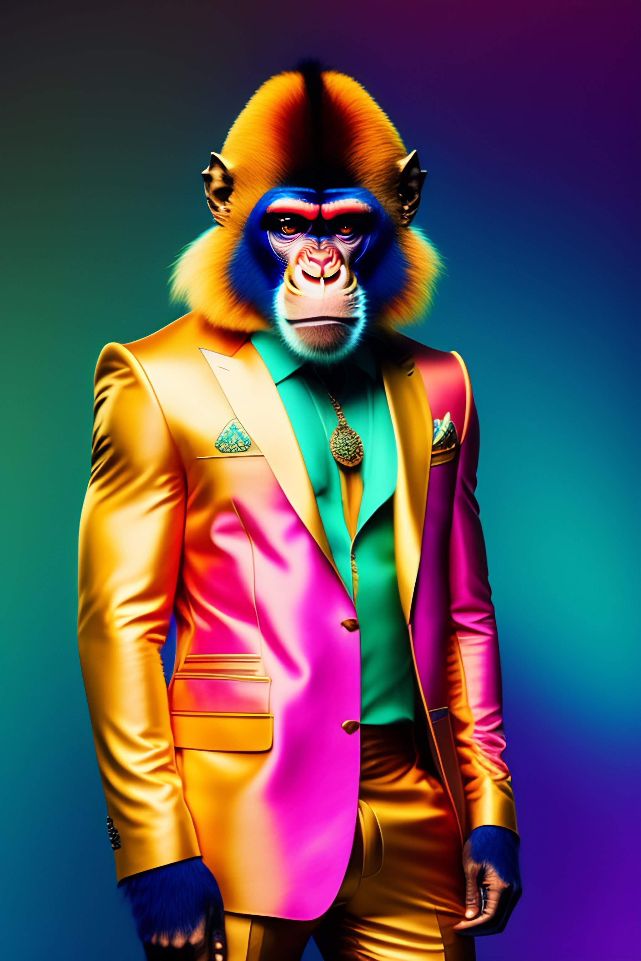 Lexica - Super rich monkey wearing expensive colorful clothes