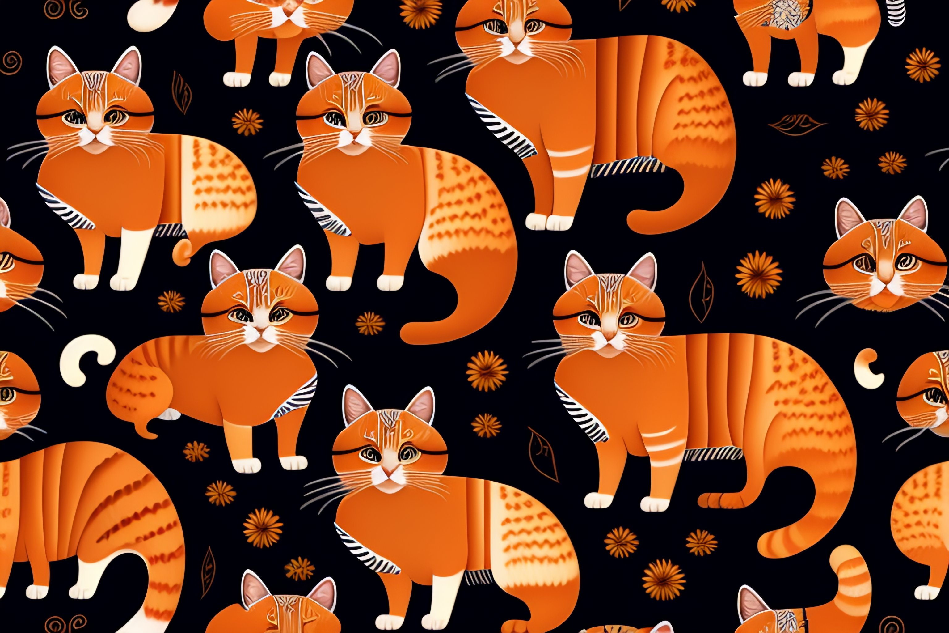 Lexica - Cats seamless pattern illustration, very detailed, sharp details, 4k, 8k, sharp eyes