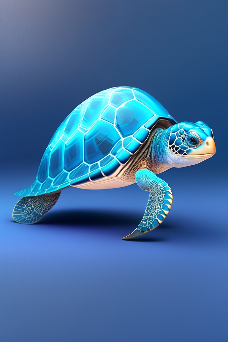 Lexica - Dead turtle in plastic, blue, illustration