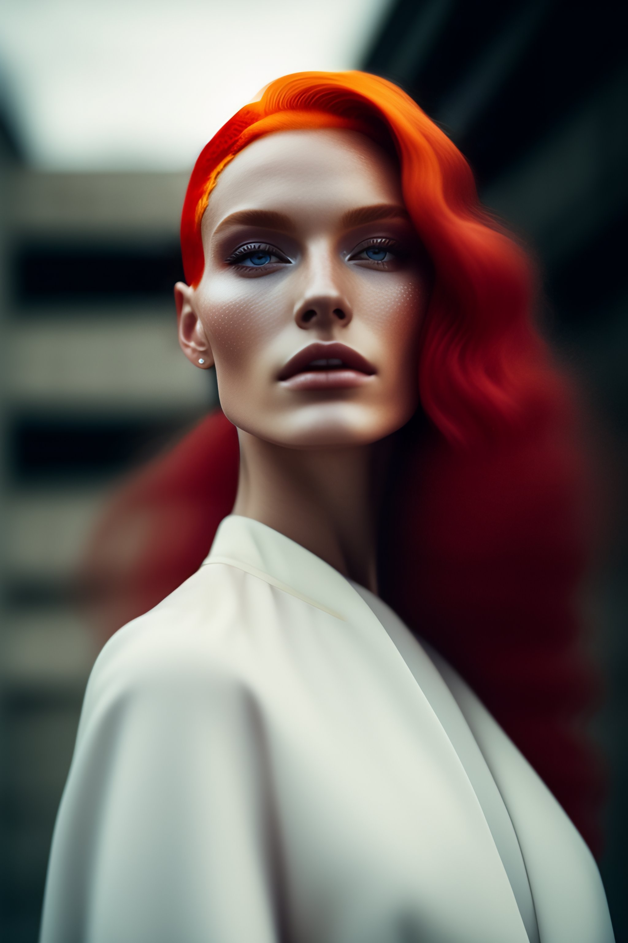 Lexica - Portrait of haute couture beautiful albino fashion model with ...