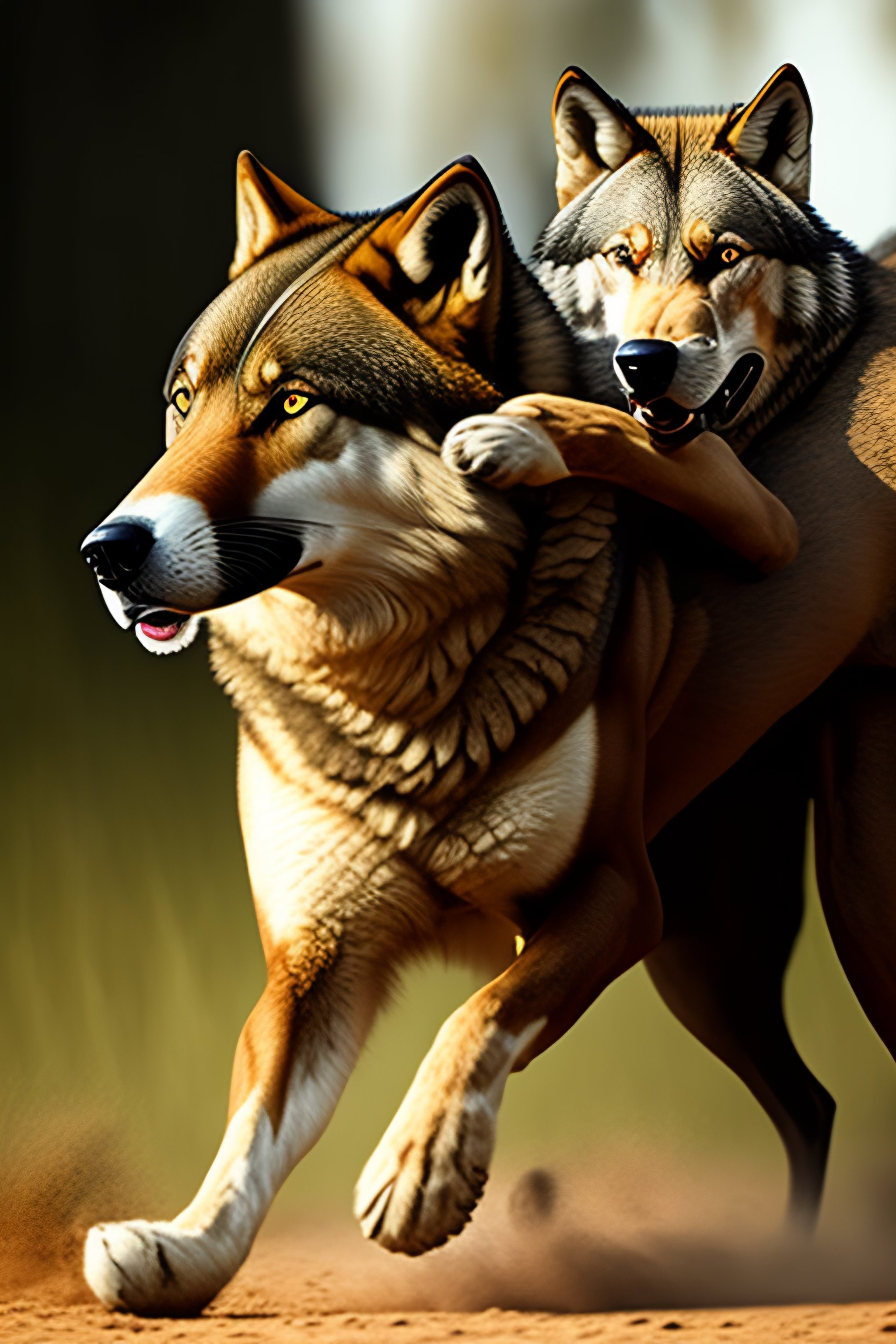 Lexica - A warrior fighting a wolf with a spear, primitive times ...