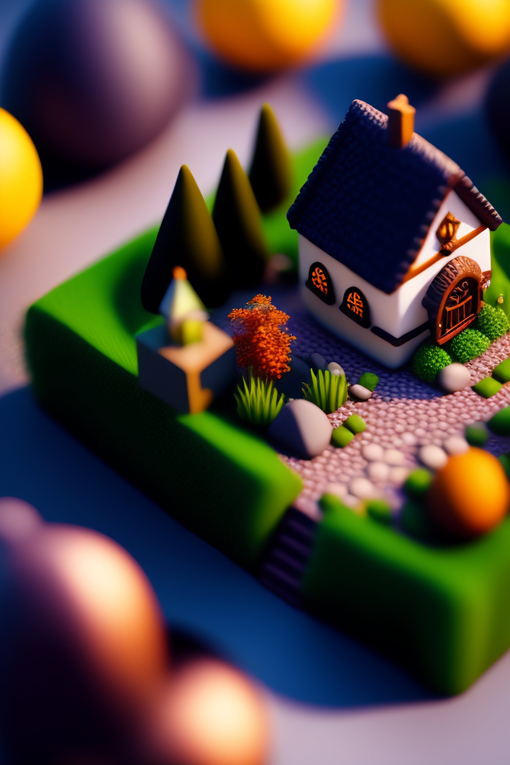 Lexica - A 3D isometric Render Mini scale Village-with full village ...
