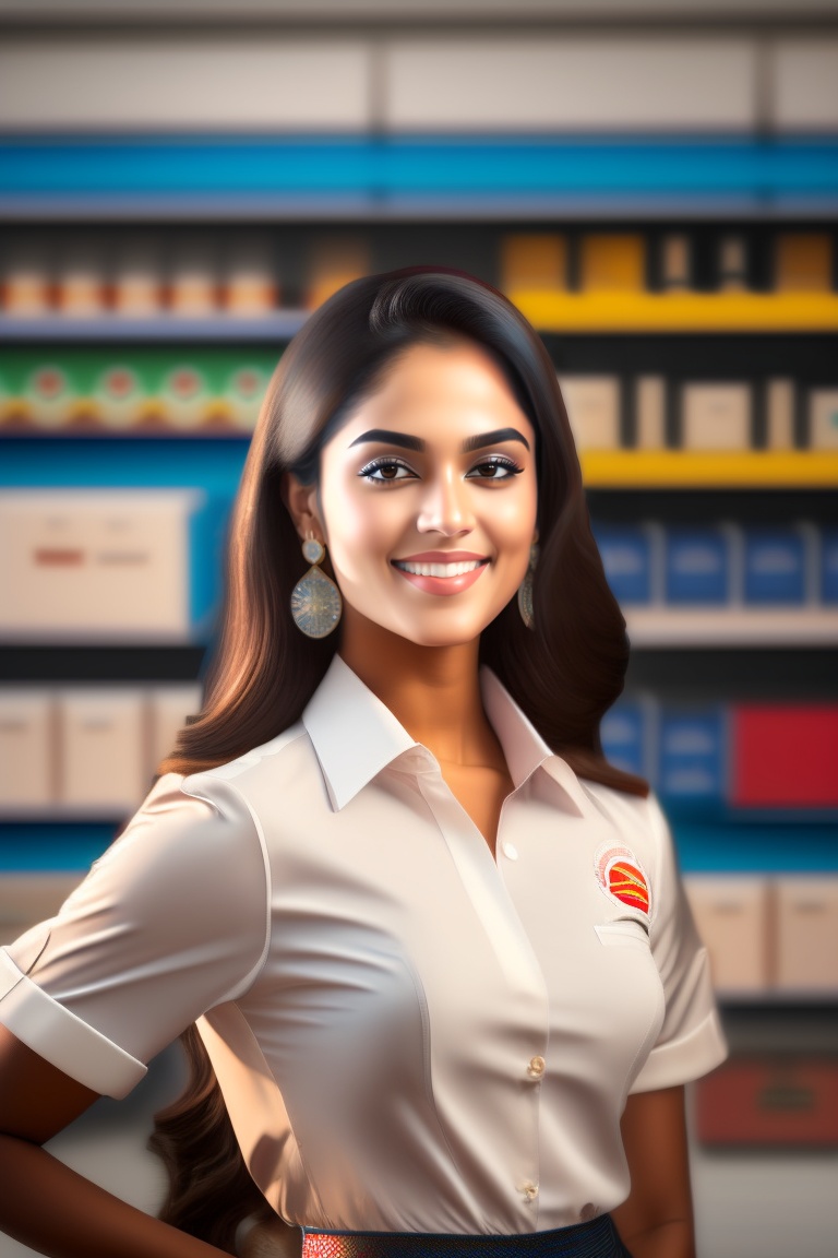 Lexica - Portrait of an Indian Sales girl decent beautiful in a mobile ...
