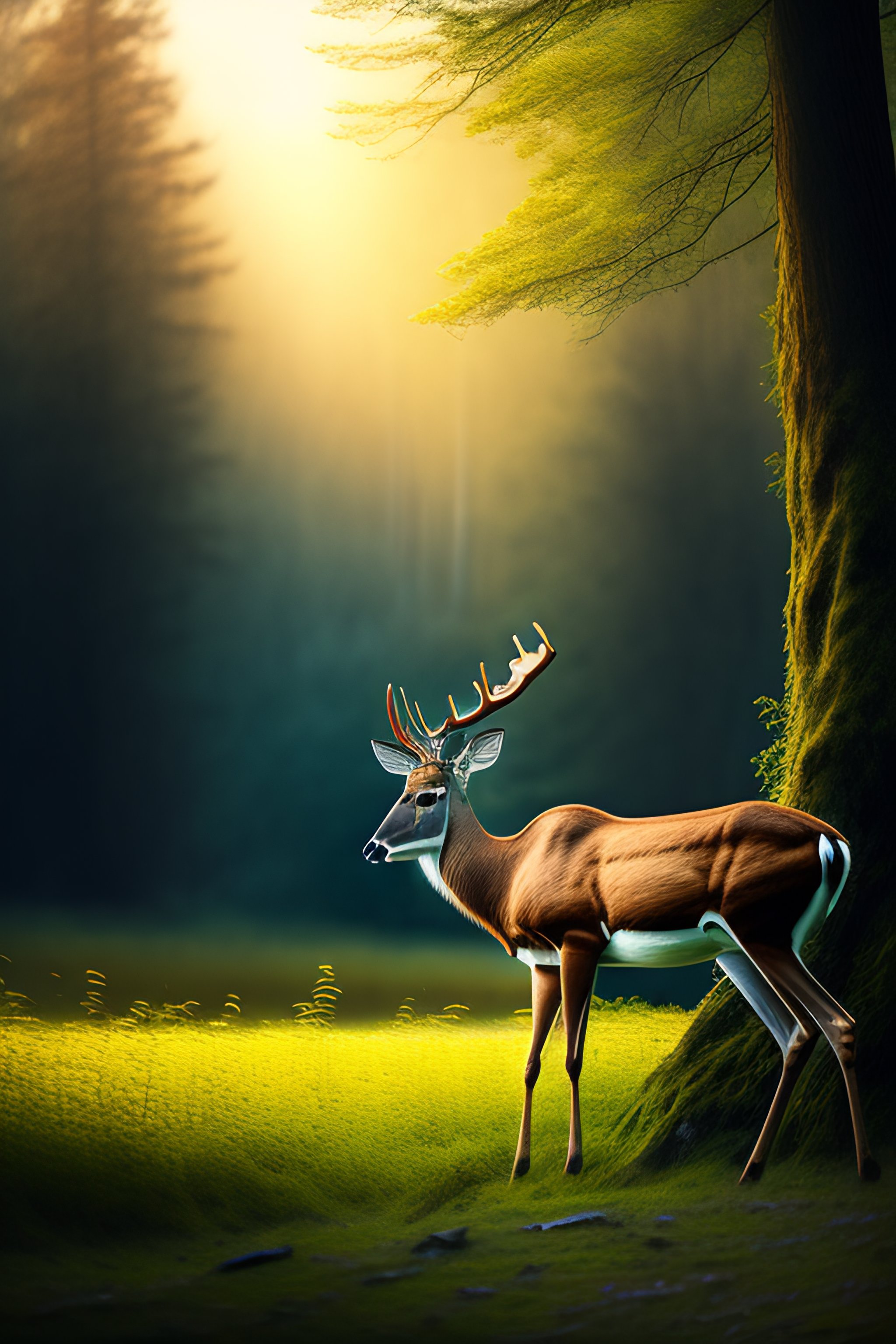 Lexica - Peaceful deer in woods grazing