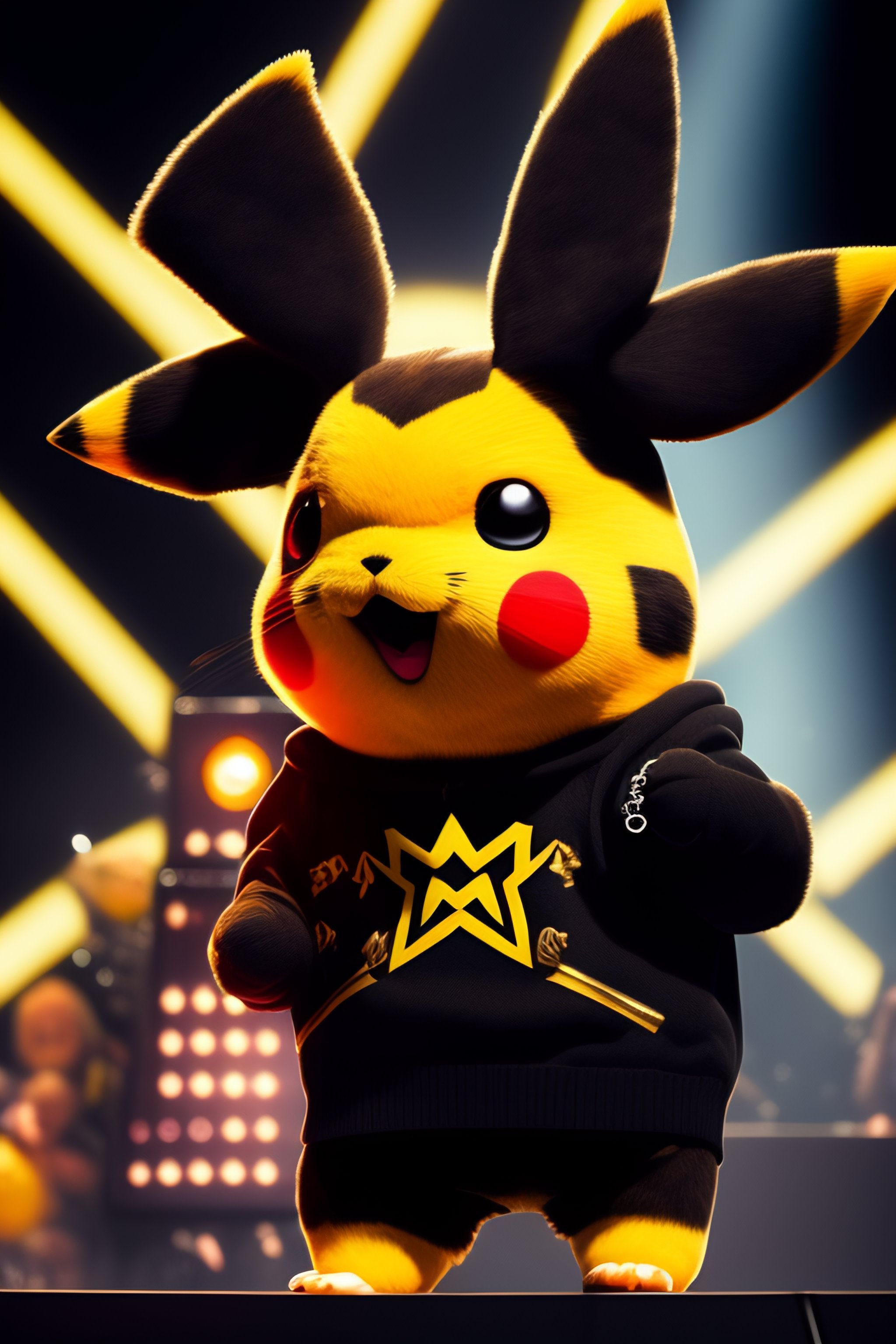 Lexica - A metalhead pikachu with a black metal logo sweater and spades ...