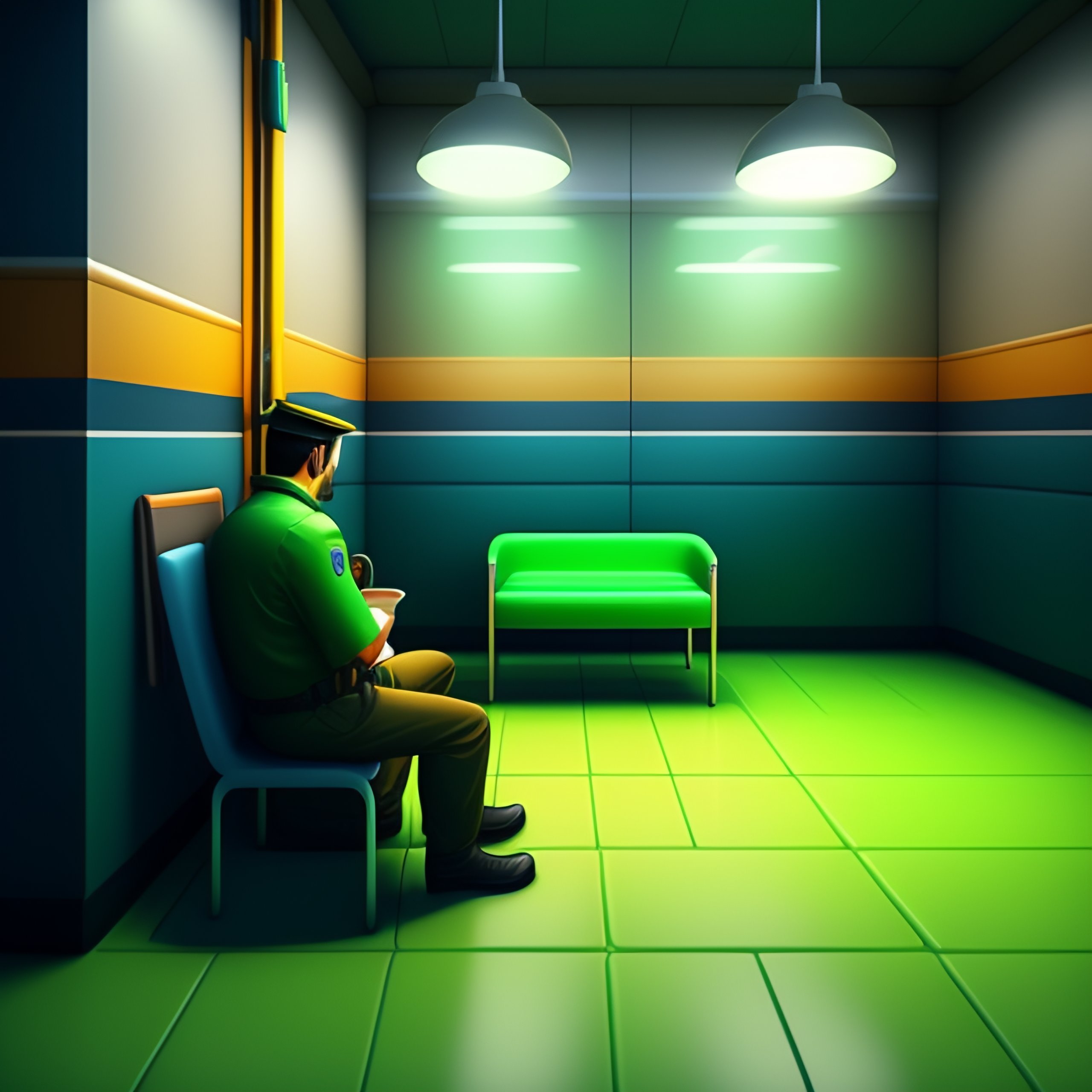 Lexica - Sleeping janitor - male - in janitor closet - 1970 era ...