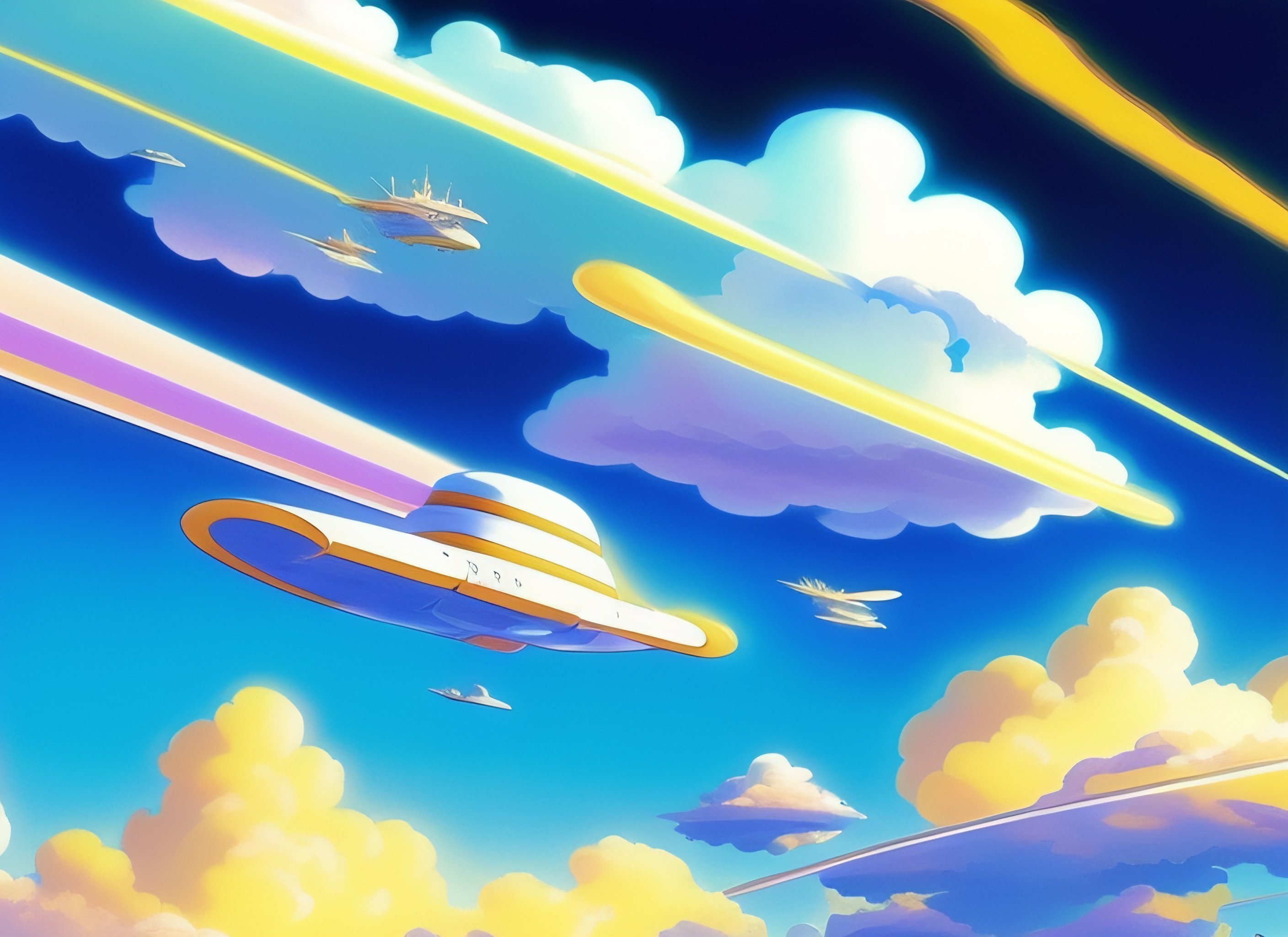 Lexica - The sky with cloud platforms, illustration by ken sugimori ...
