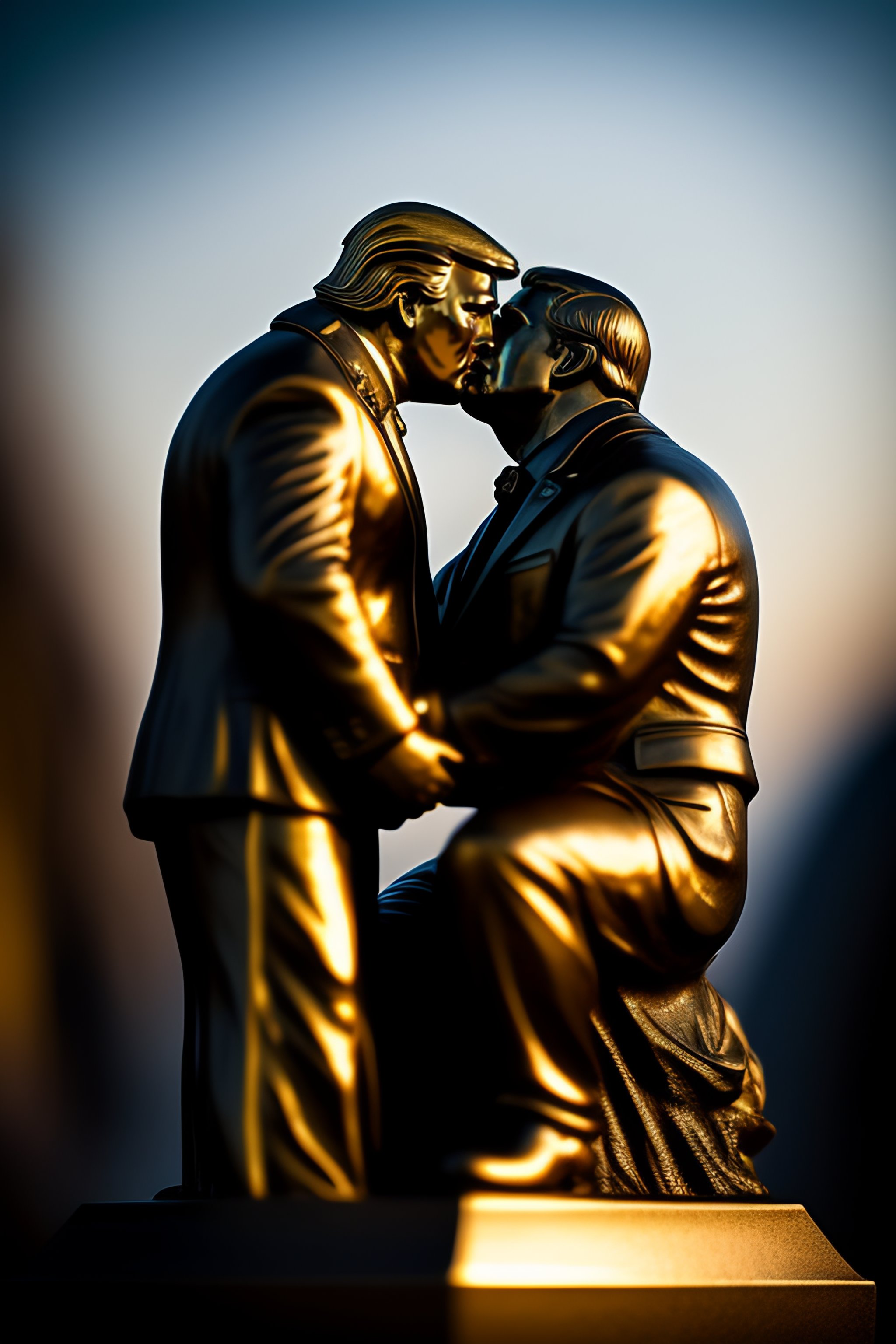 Lexica - Bokeh press Photograph of a bronze statue of Donald Trump ...