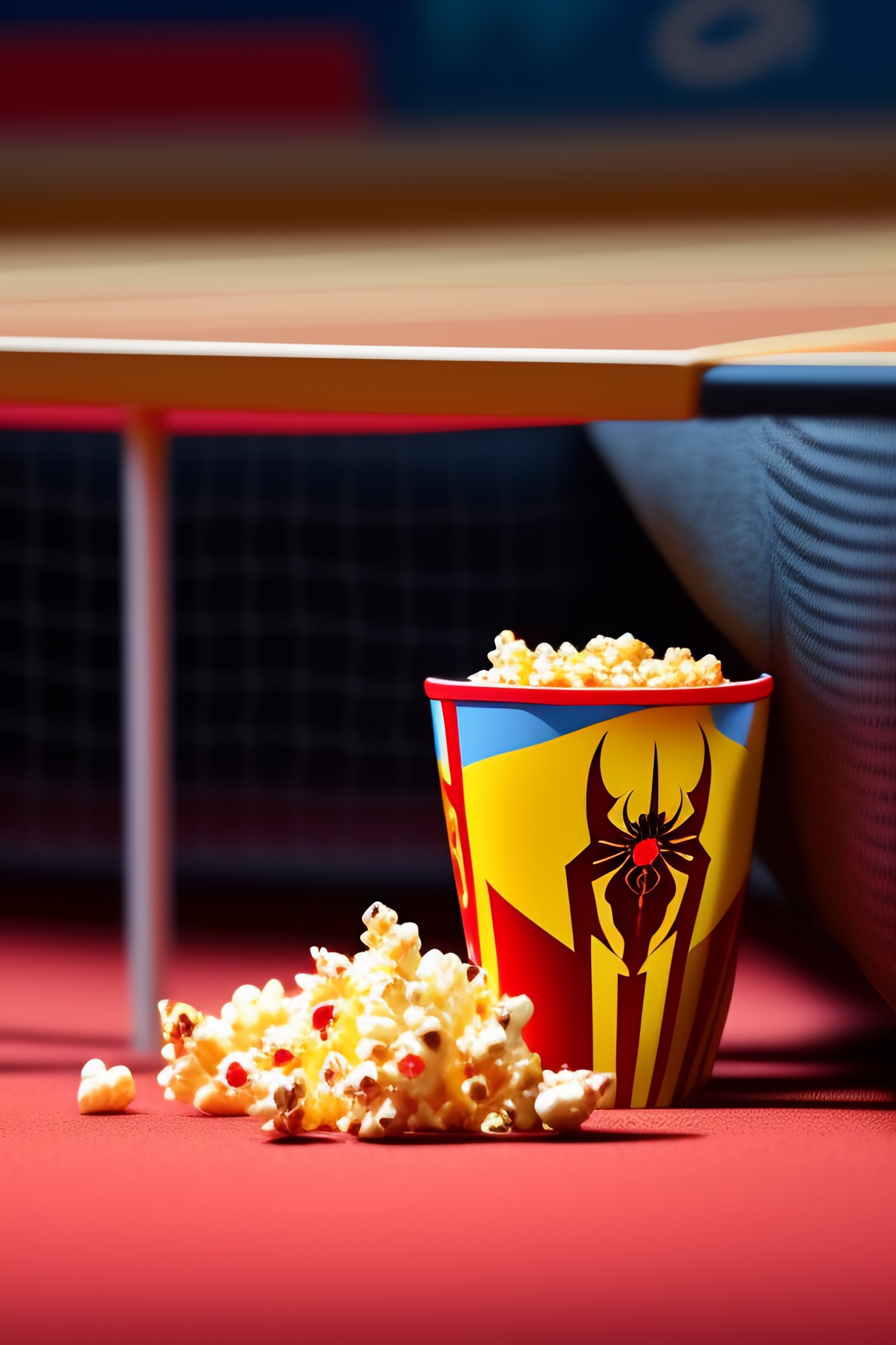 Lexica - Spiderman on the floor with popcorn watching table tennis in ...