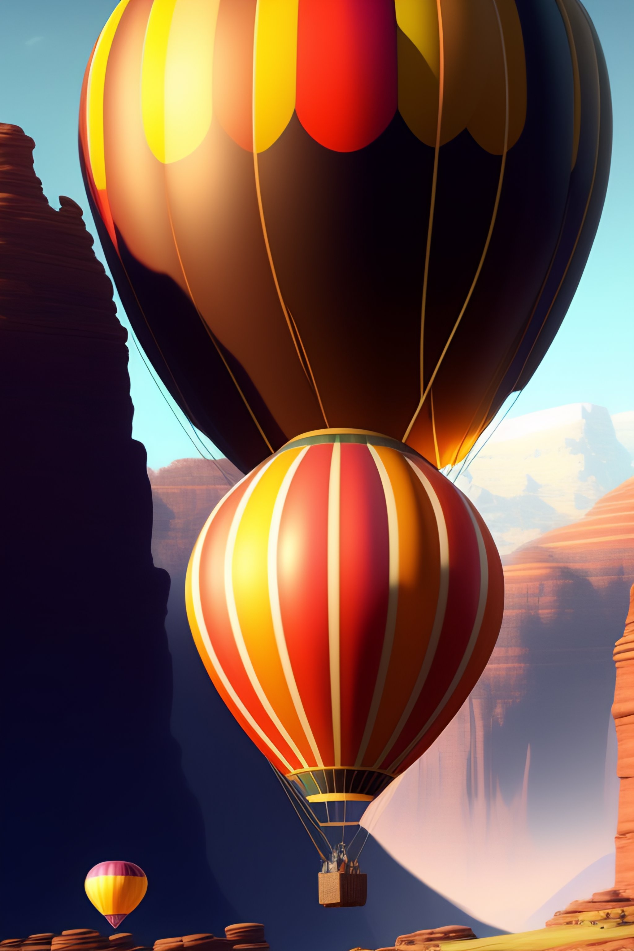 Lexica - Colorful hot air balloons high over the rocky mountais, color ...