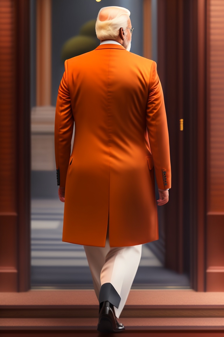 Lexica - Realistic picture of prime minister, modi, walking down from ...