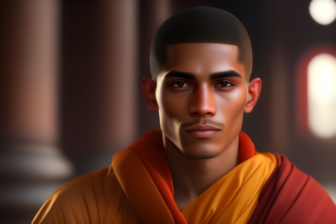Lexica - Ultra realistic Wide angle, young man named Ravi who is a monk ...