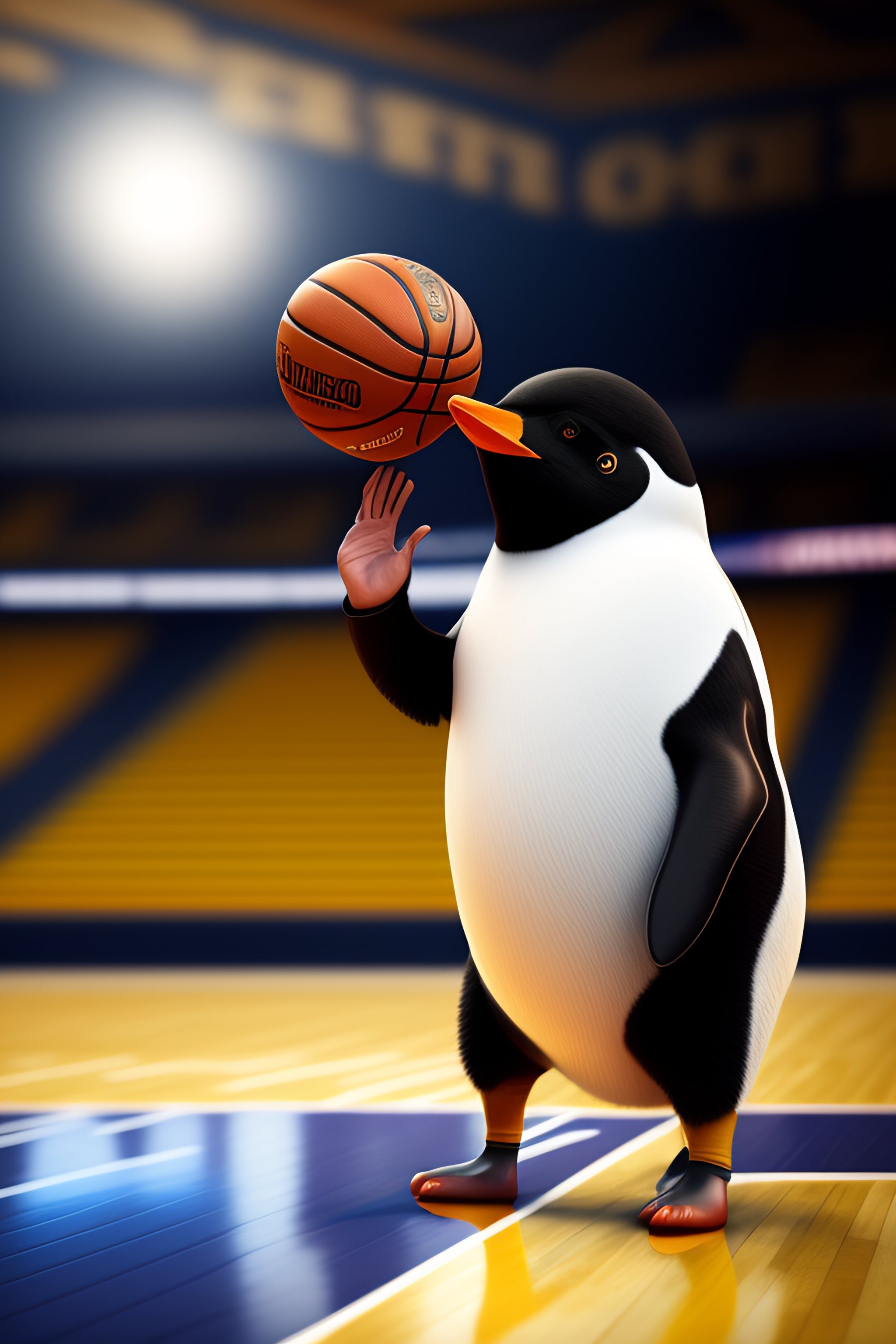 Lexica - An anthropomorphic penguin in basketball outfit playing on ...