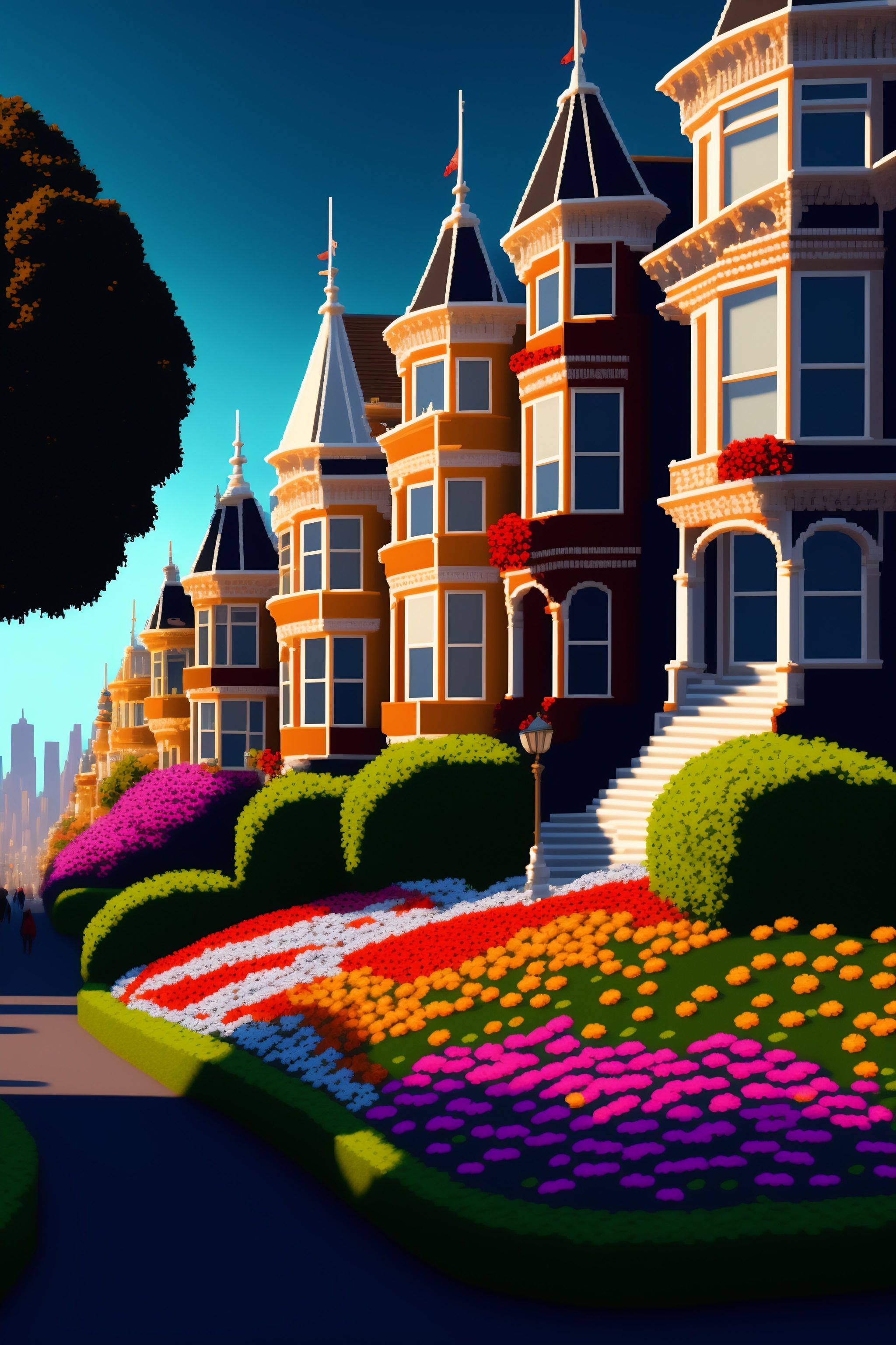 Lexica - Pixel art of the Painted Ladies in San Francisco. lots of ...