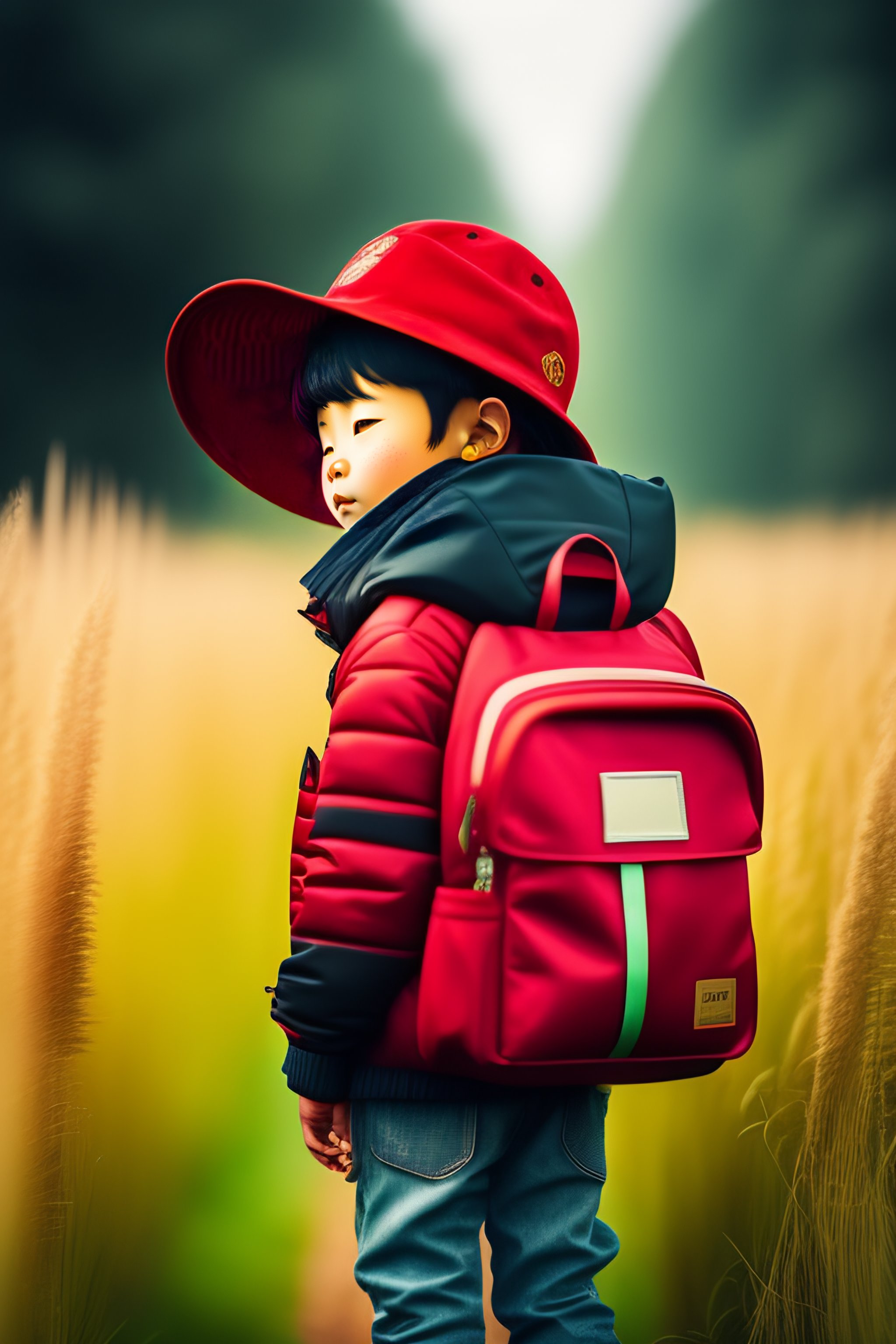 Lexica - Small humanoid in the tall grass, wearing a red pointed hat ...